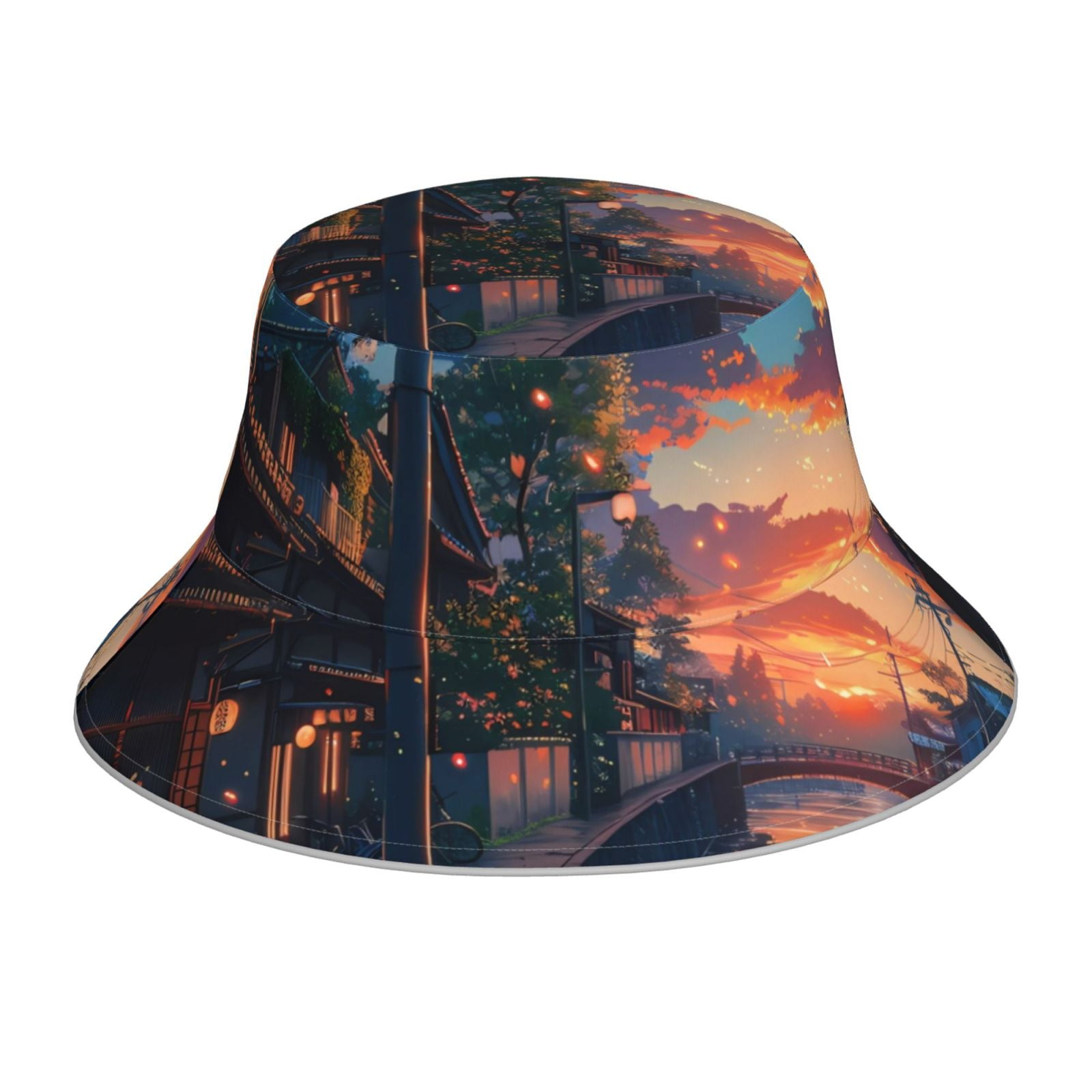 Honeii Twilight Canal Reflection for Unisex Bucket Hat Waterproof Rain ...