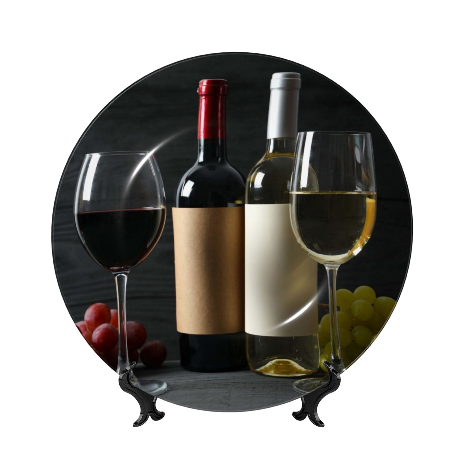 Honeii Two Bottles Of Red And White Wine Print Elegant Bone China ...
