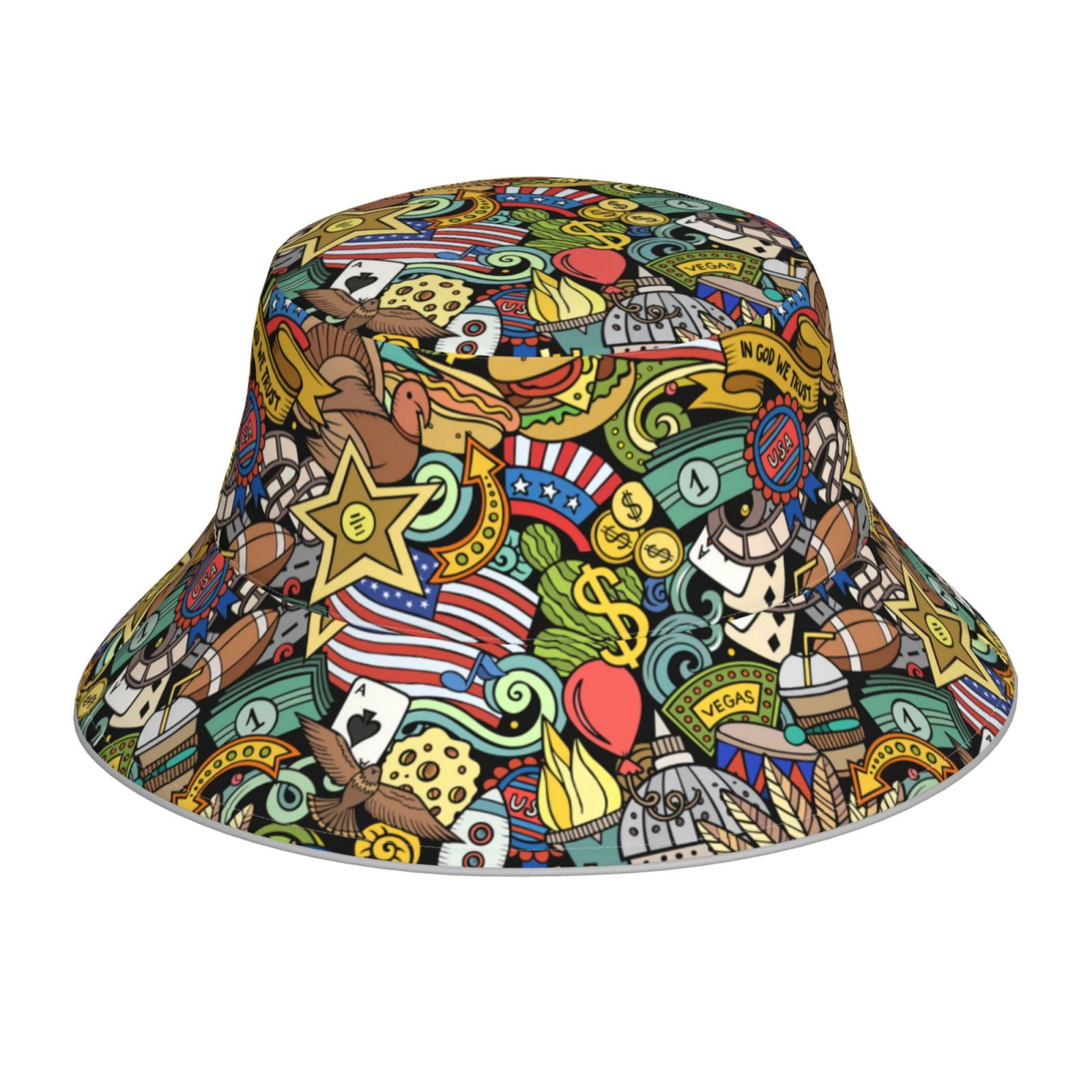 Honeii USA 1 for Unisex Bucket Hat Waterproof Rain Hat Reversible Shiny ...