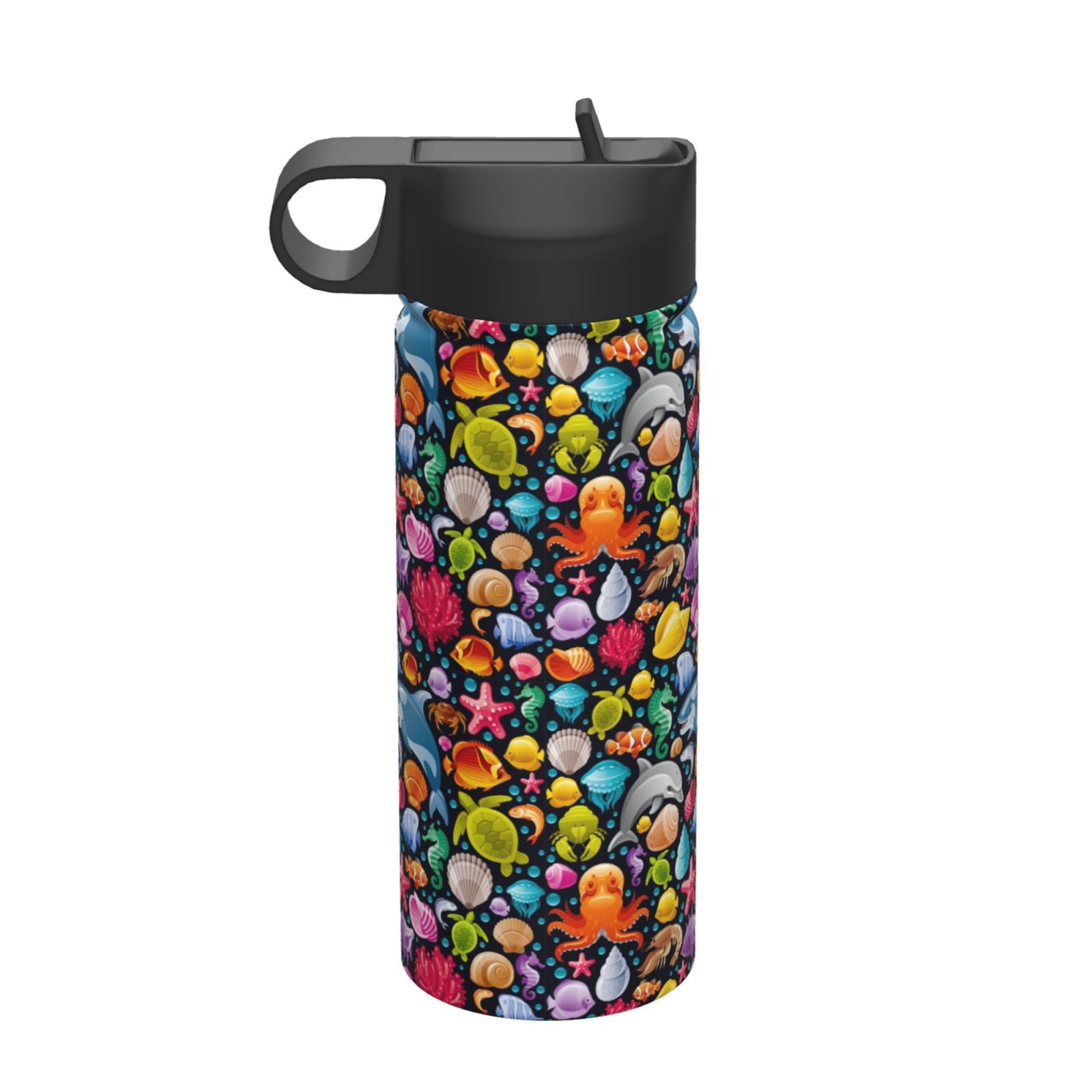Honeii Underwater Diving Animals Print 18 oz Insulated Water Bottle ...