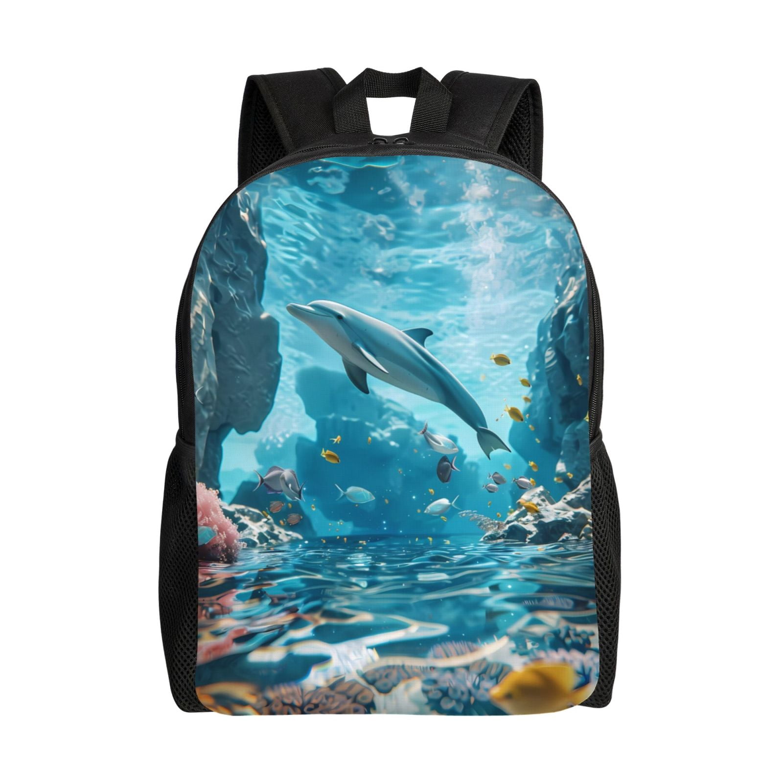 Honeii Underwater Dolphin Scene Print Laptop Backpack for Work, College ...