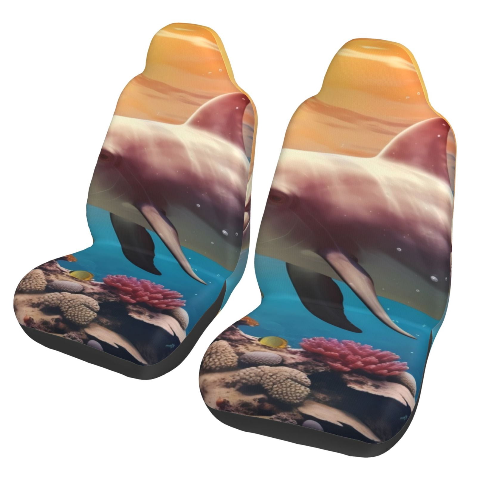 Honeii Underwater Plant Dolphin Print Car Seat Covers 2 Pieces, Full ...