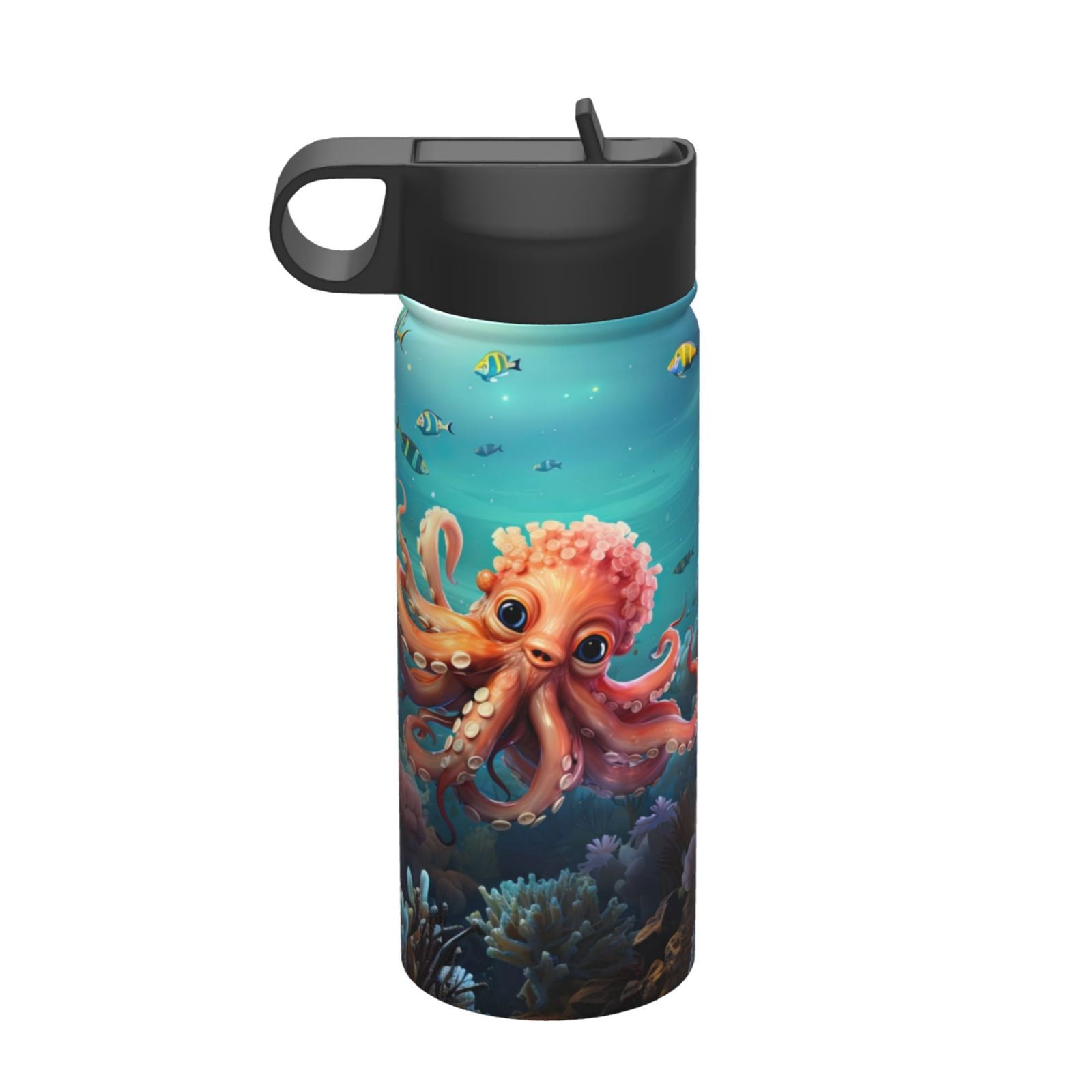 Honeii Underwater Plant Octopus Print 18 oz Insulated Water Bottle with ...