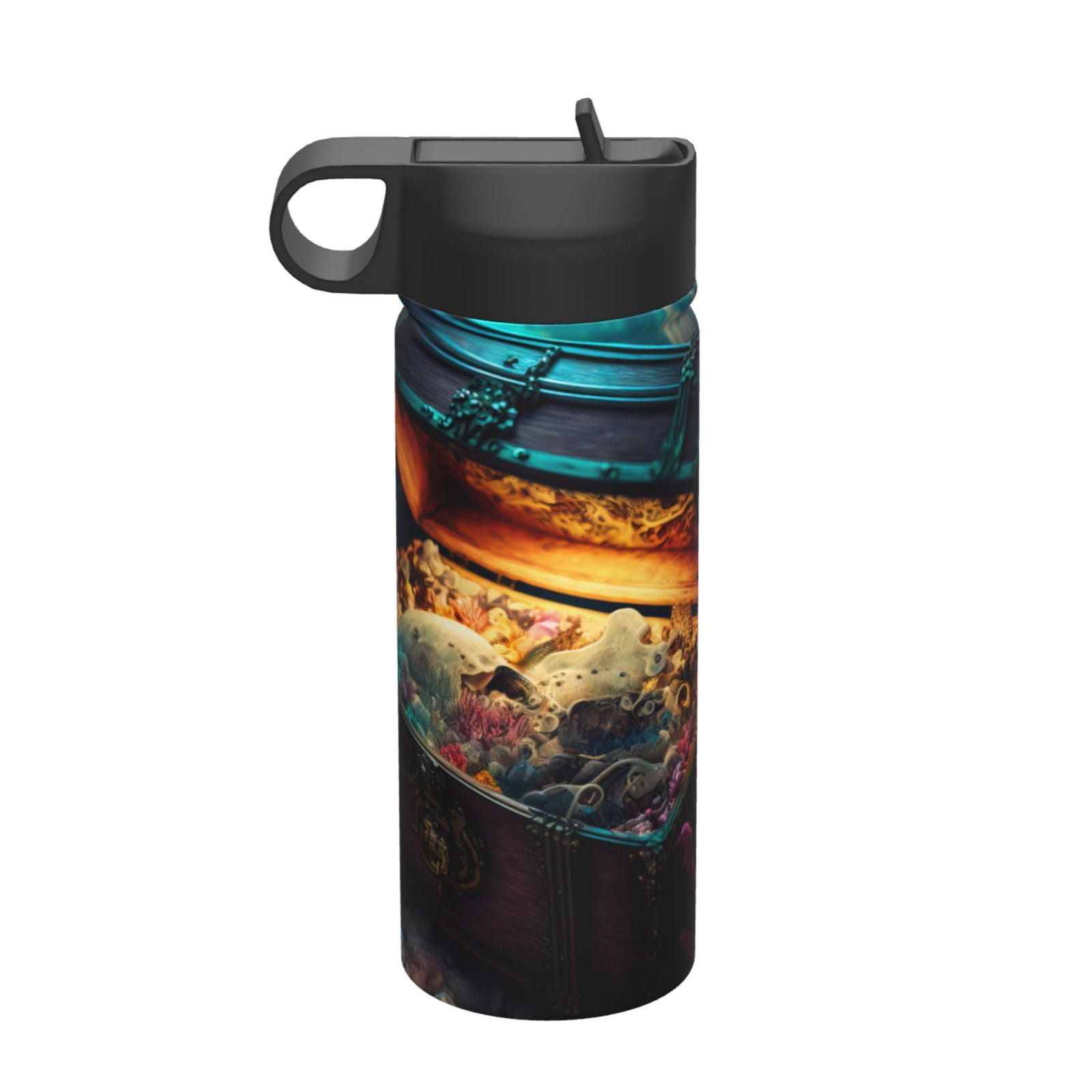 Honeii Underwater Treasure Chest Print 18 oz Insulated Water Bottle ...