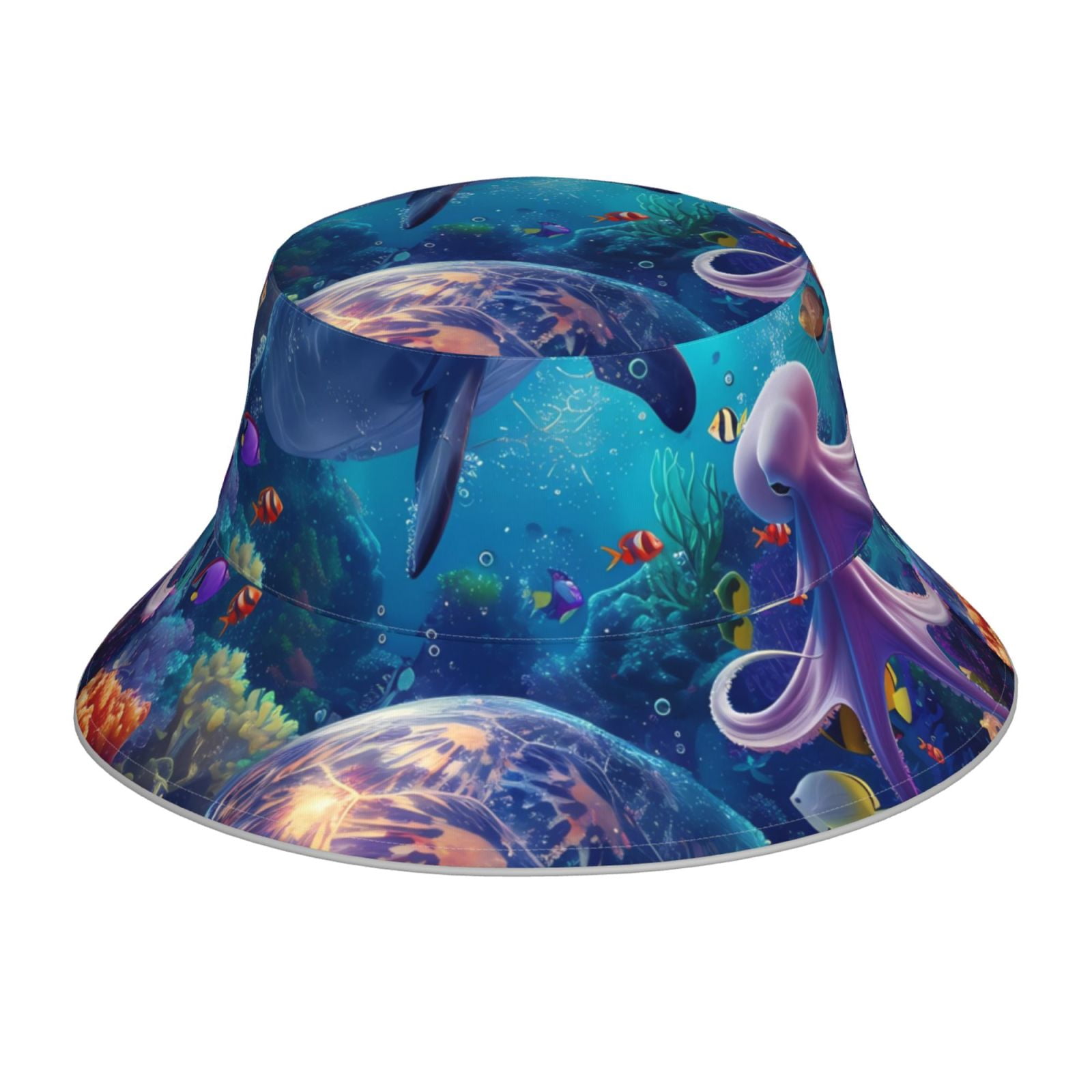 Honeii Underwater Turtle Dolphin Octopus for Unisex Bucket Hat ...