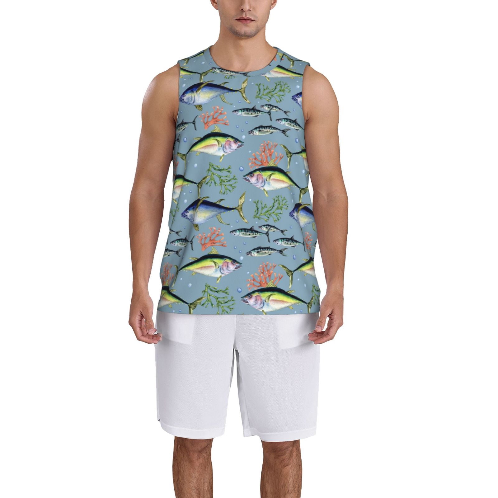 Honeii Various Wild Sea Fish print basktball shirt for men and women ...