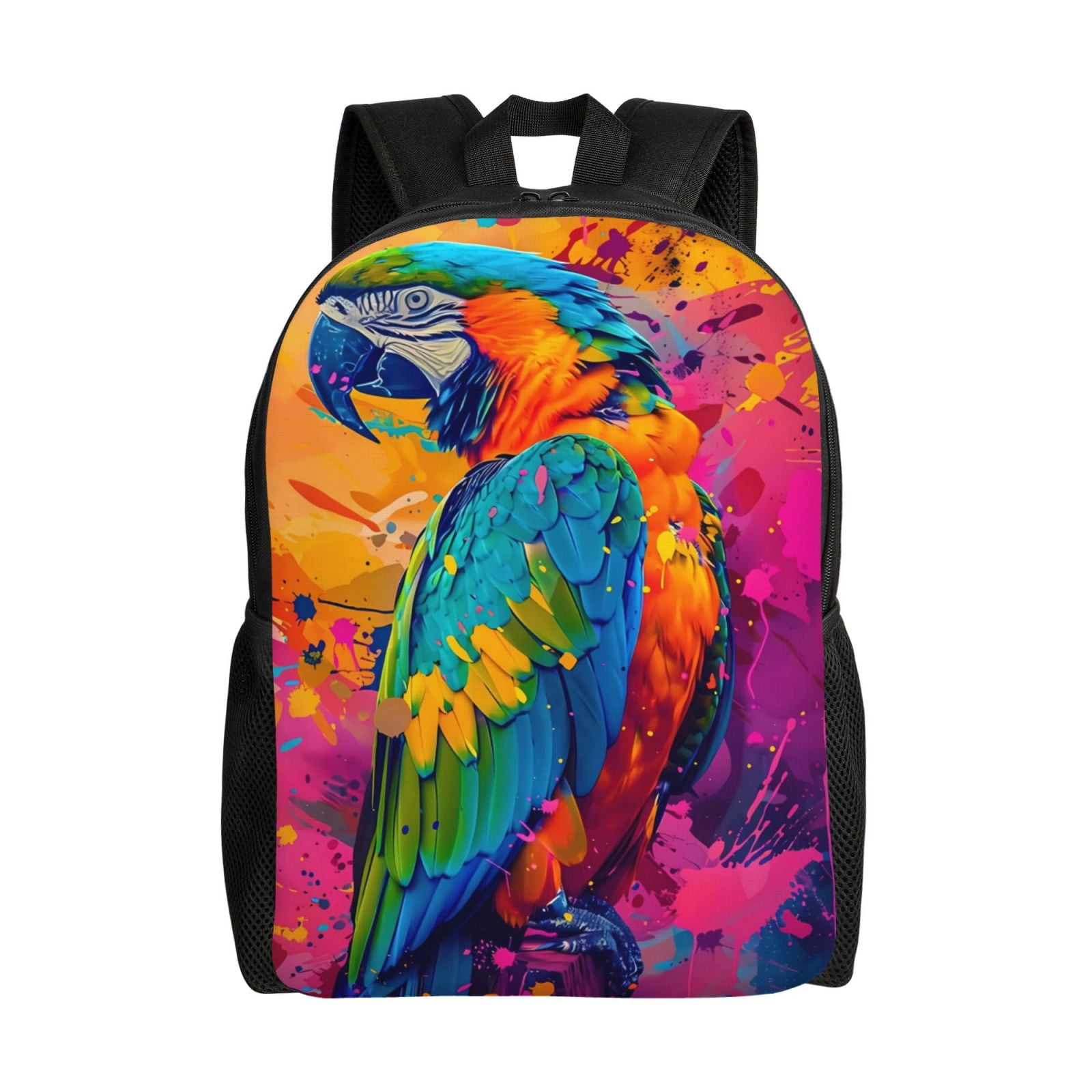 Honeii Vibrant Parrot Splash Art Print Laptop Backpack for Work ...