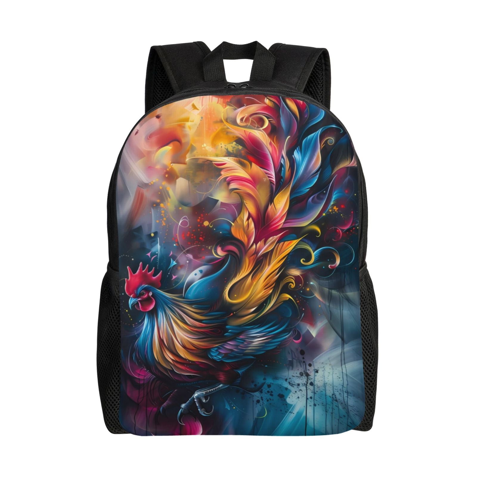 Honeii Vibrant Rooster Painting Print Laptop Backpack for Work, College ...