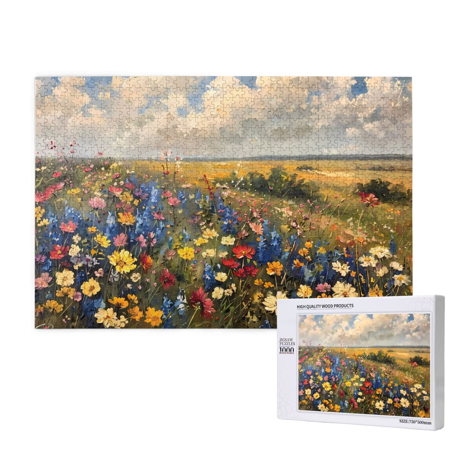 Honeii Vibrant Wildflower Meadow Pattern 1000 Piece Puzzles for Adults ...