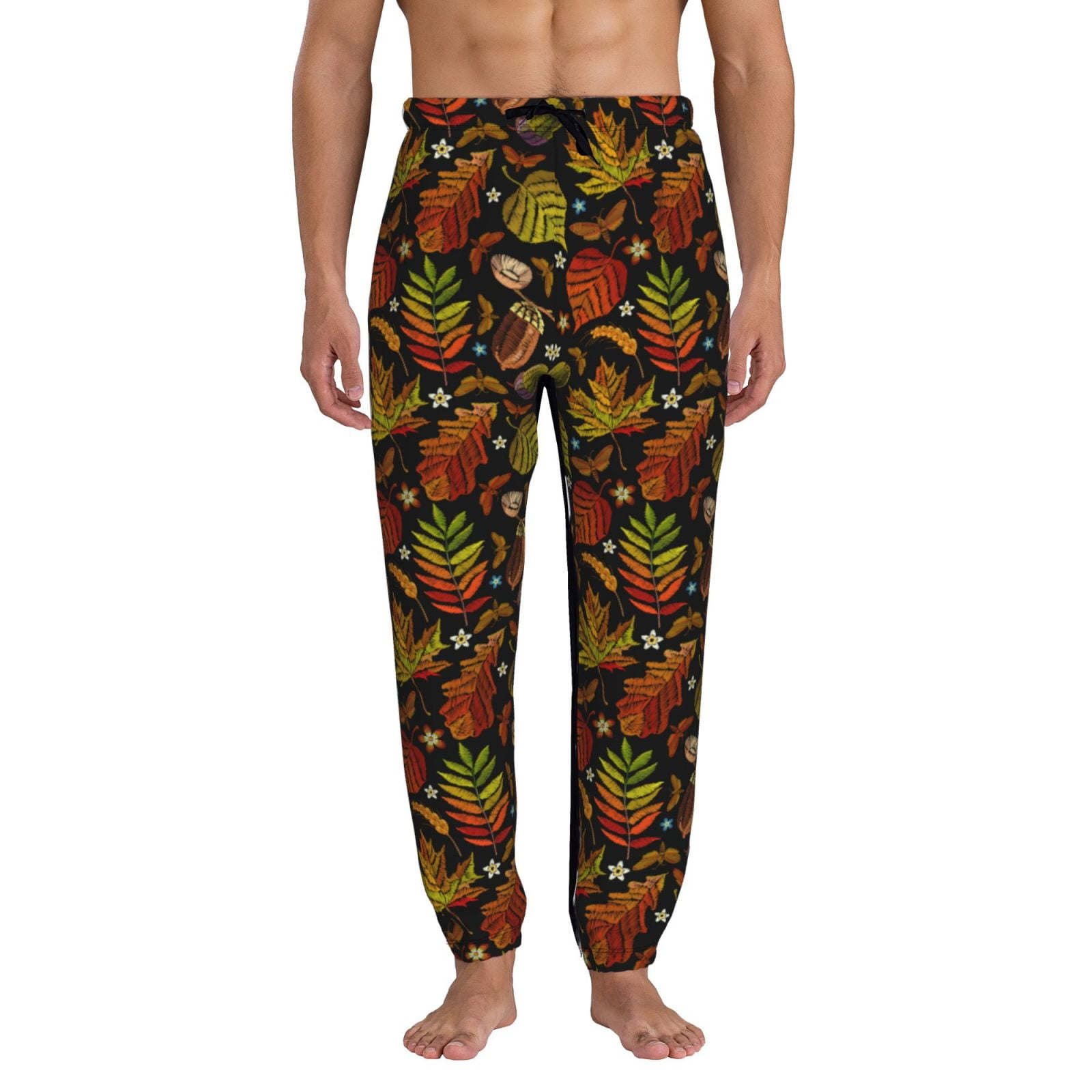 Honeii Vintage Autumn Plants Butterfly Print Mens Jogger Sweatpants ...