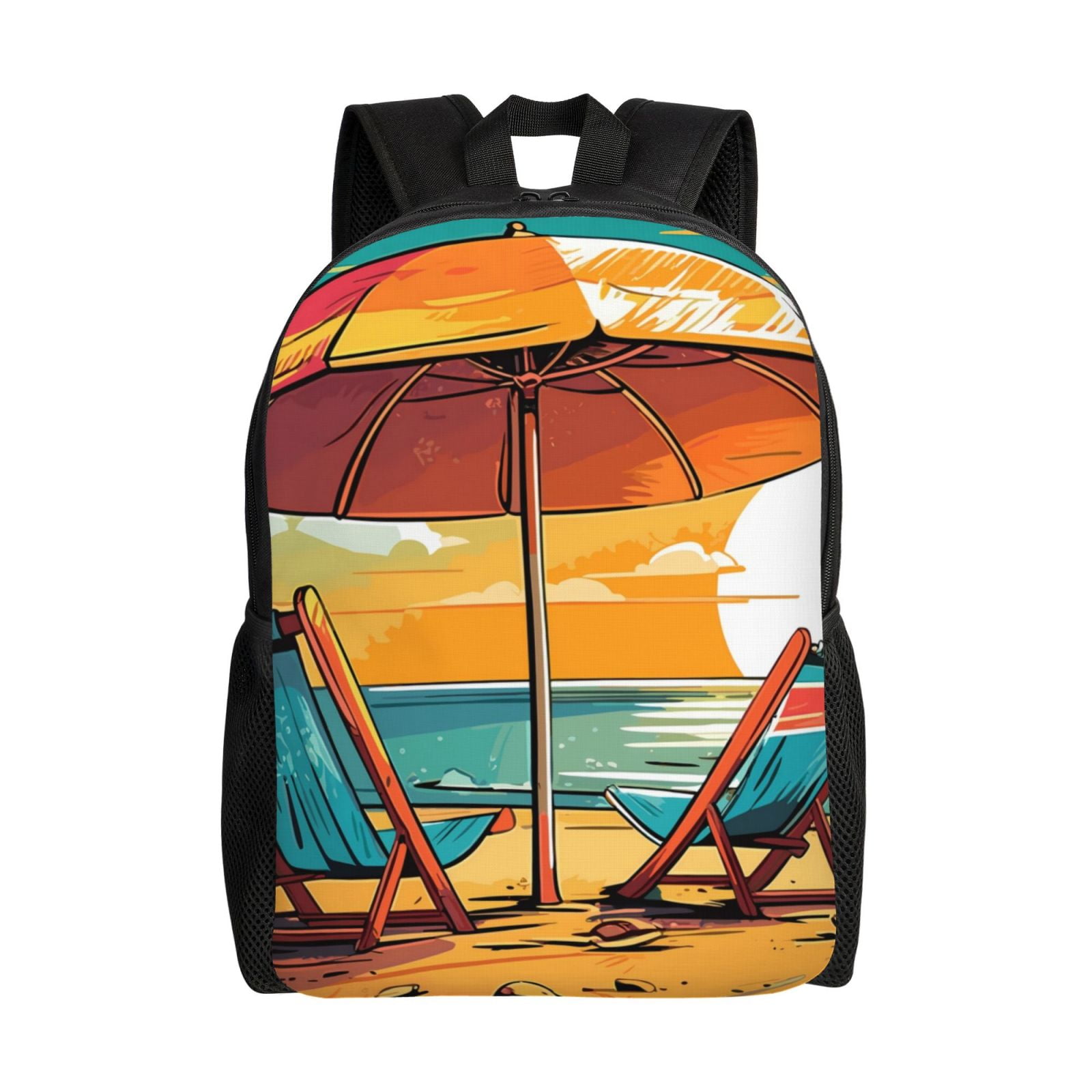 Honeii Vintage Beach Sunset Print Laptop Backpack for Work, College ...