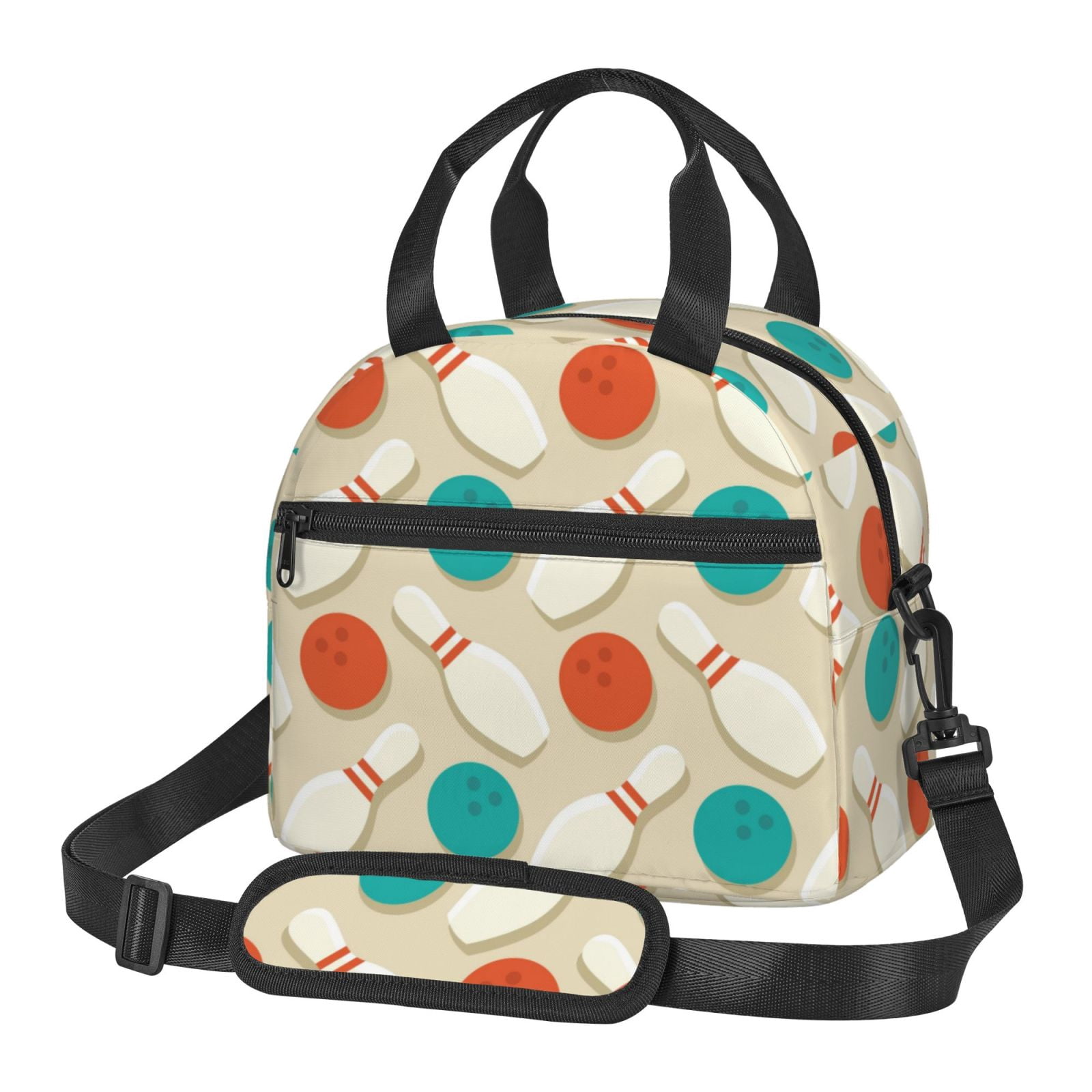 Honeii Vintage Bowling Print Lunch Box,Insulated Lunch Bag,Lunch Tote ...