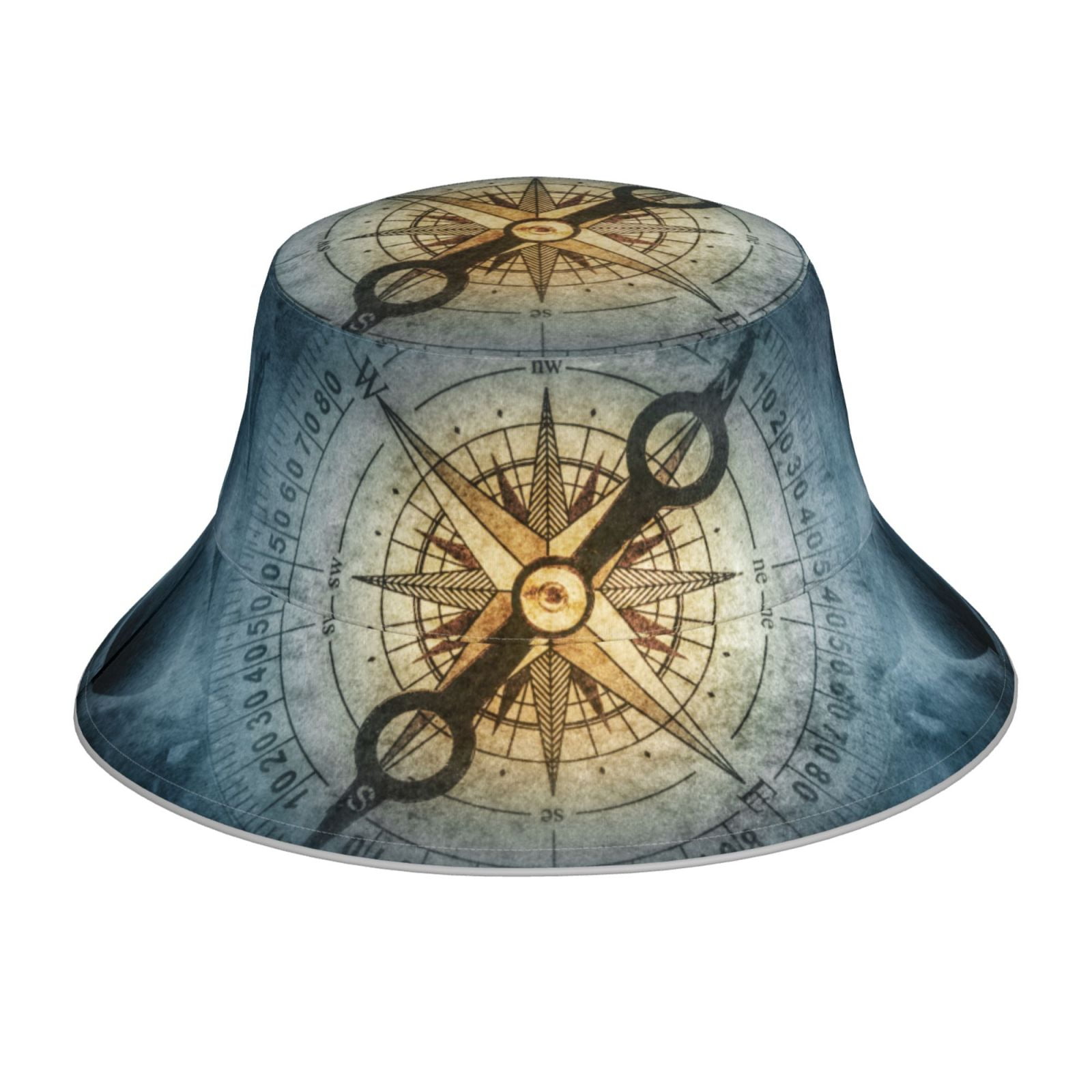 Honeii Vintage Compass for Unisex Bucket Hat Waterproof Rain Hat ...