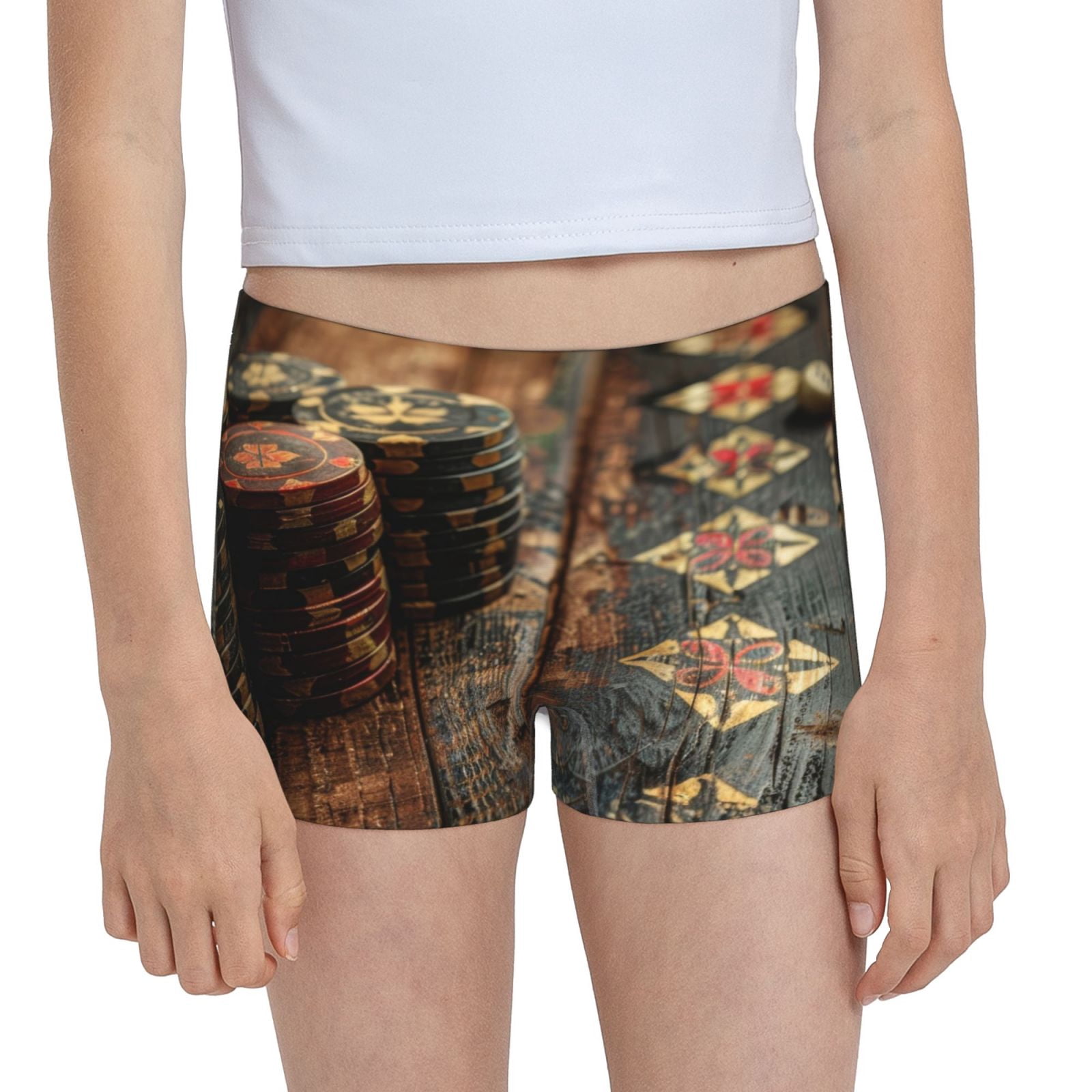 Honeii Vintage Poker Chips Print 100% Cotton Boxer Briefs, Girls ...