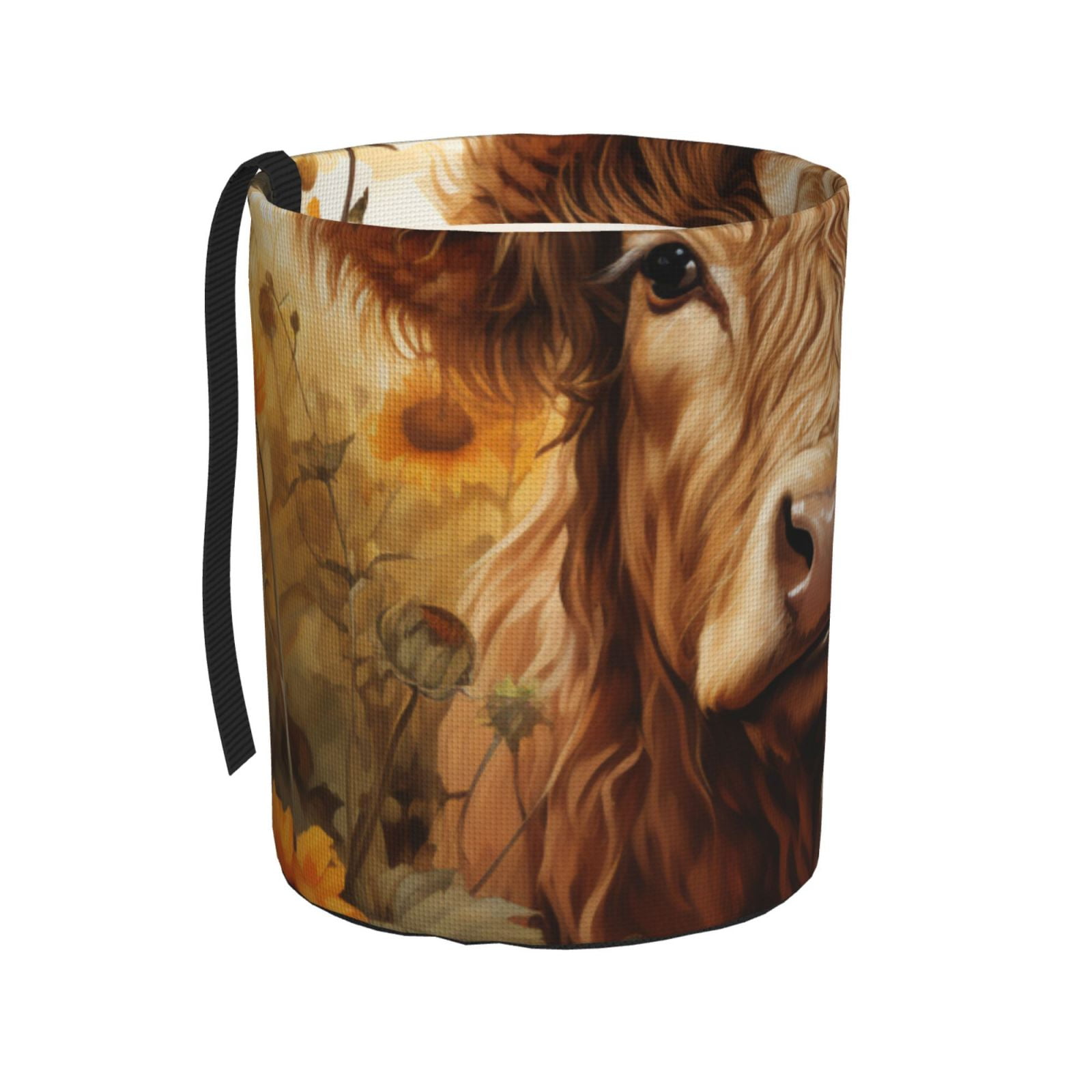 Honeii Vintage Sunflower Cow Print Waterproof Car Trash Can,Waterproof ...