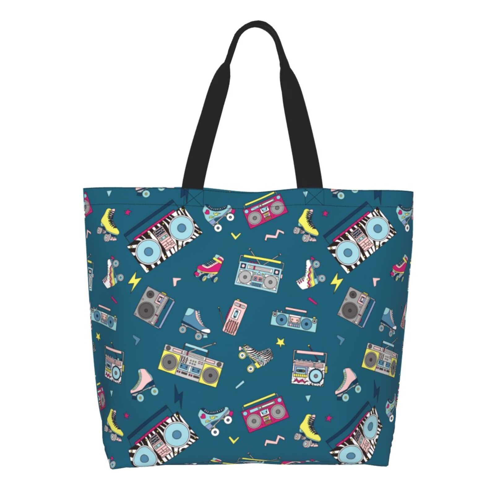 Honeii Vintage Tape Players And Skates Print Tote Bag for Women ...
