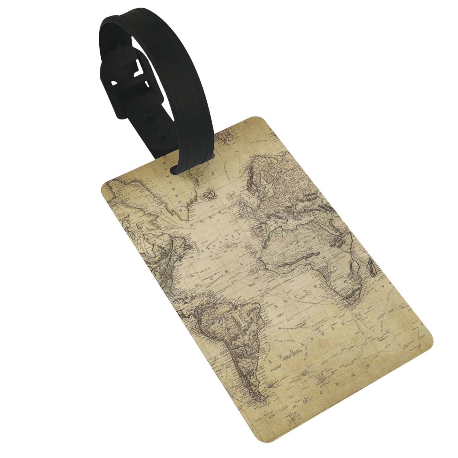 Honeii Vintage World Map Print Luggage Tags for Suitcases, Airplane ...