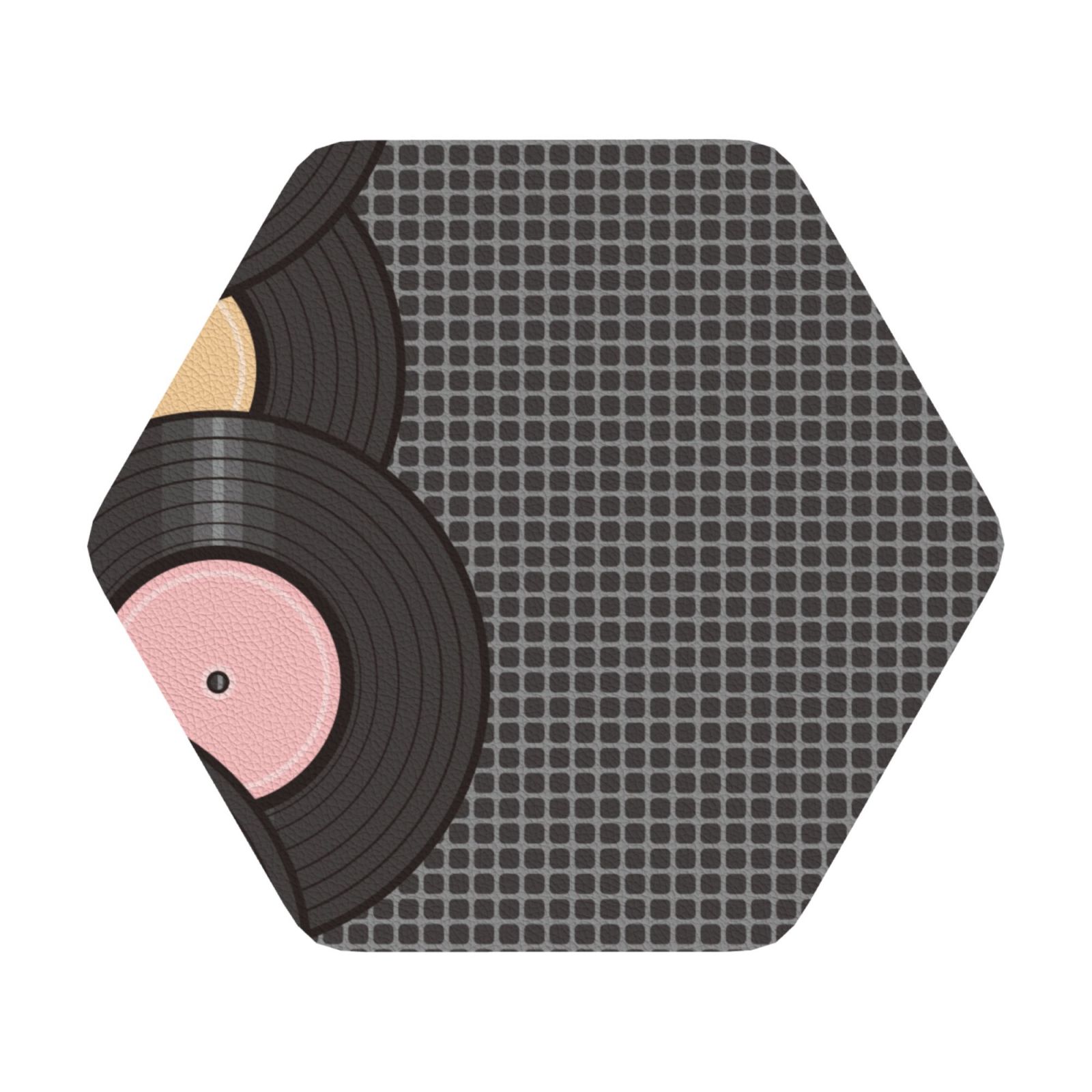 Honeii Vinyl Records Print Leather Coaster Set of 6, Ideal for ...