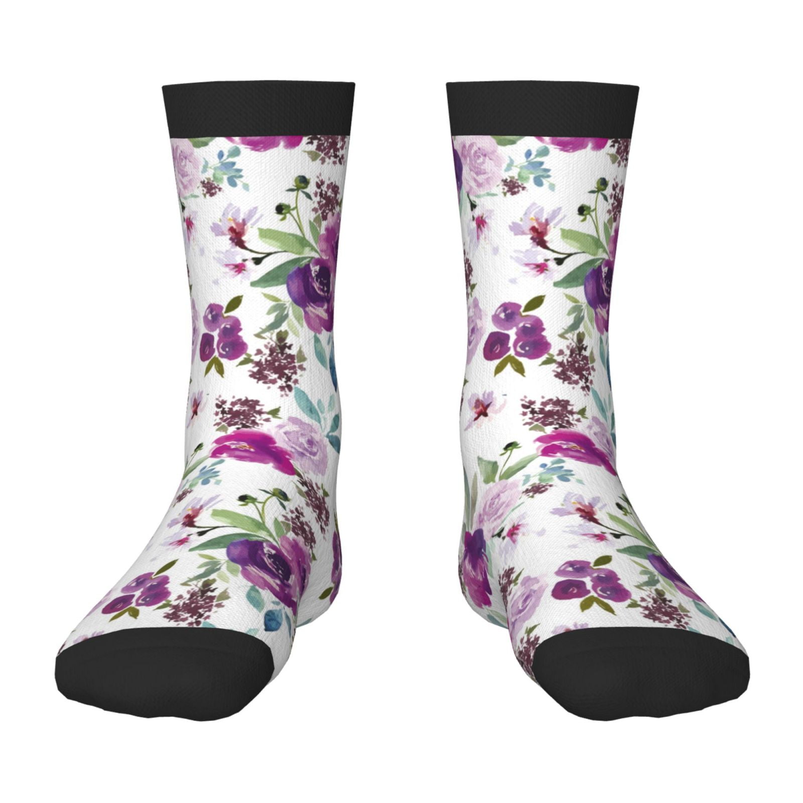 Honeii Violets Flowers Print Children's Colorful Socks,Unisex Kids and ...