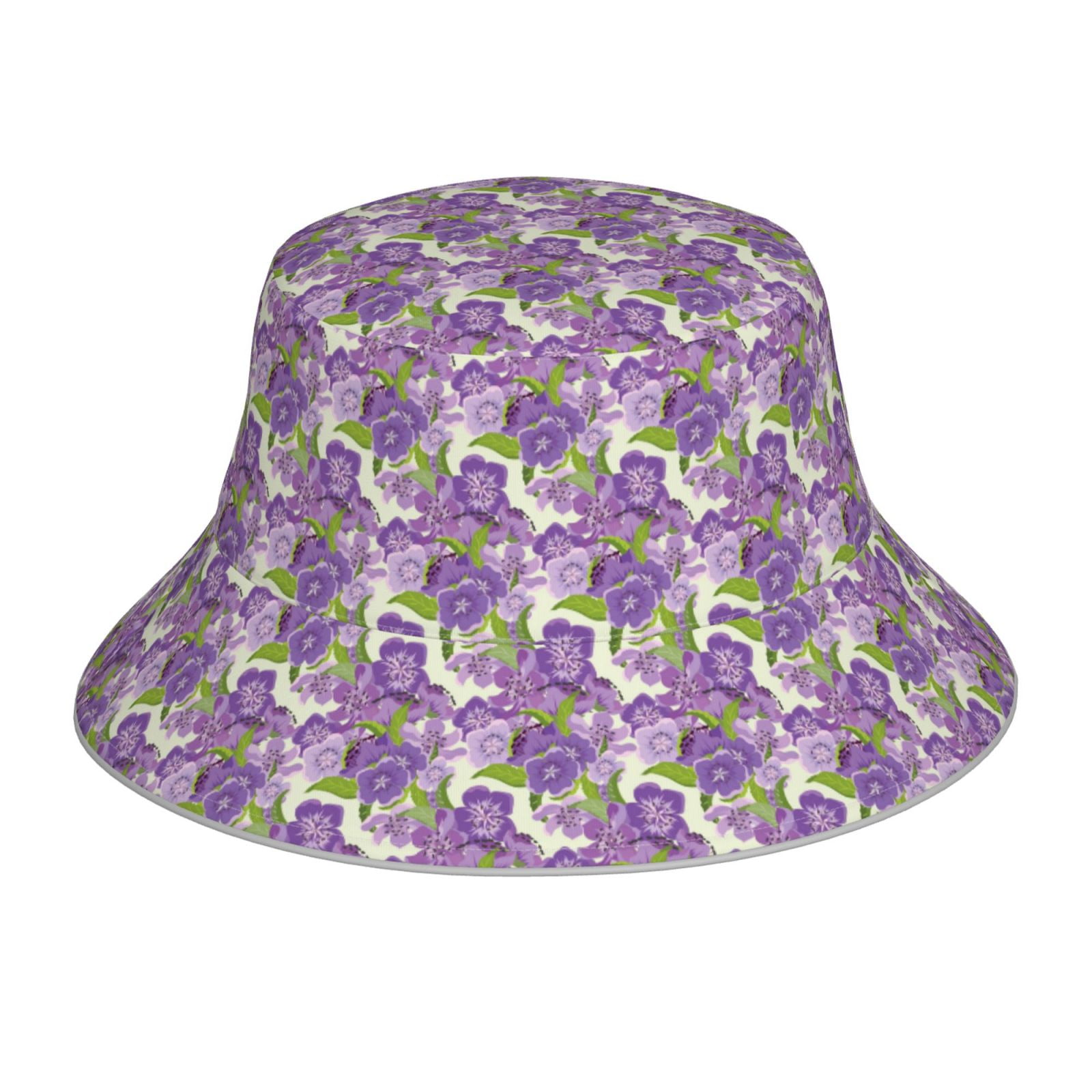 Honeii Violets Flowers for Unisex Bucket Hat Waterproof Rain Hat ...