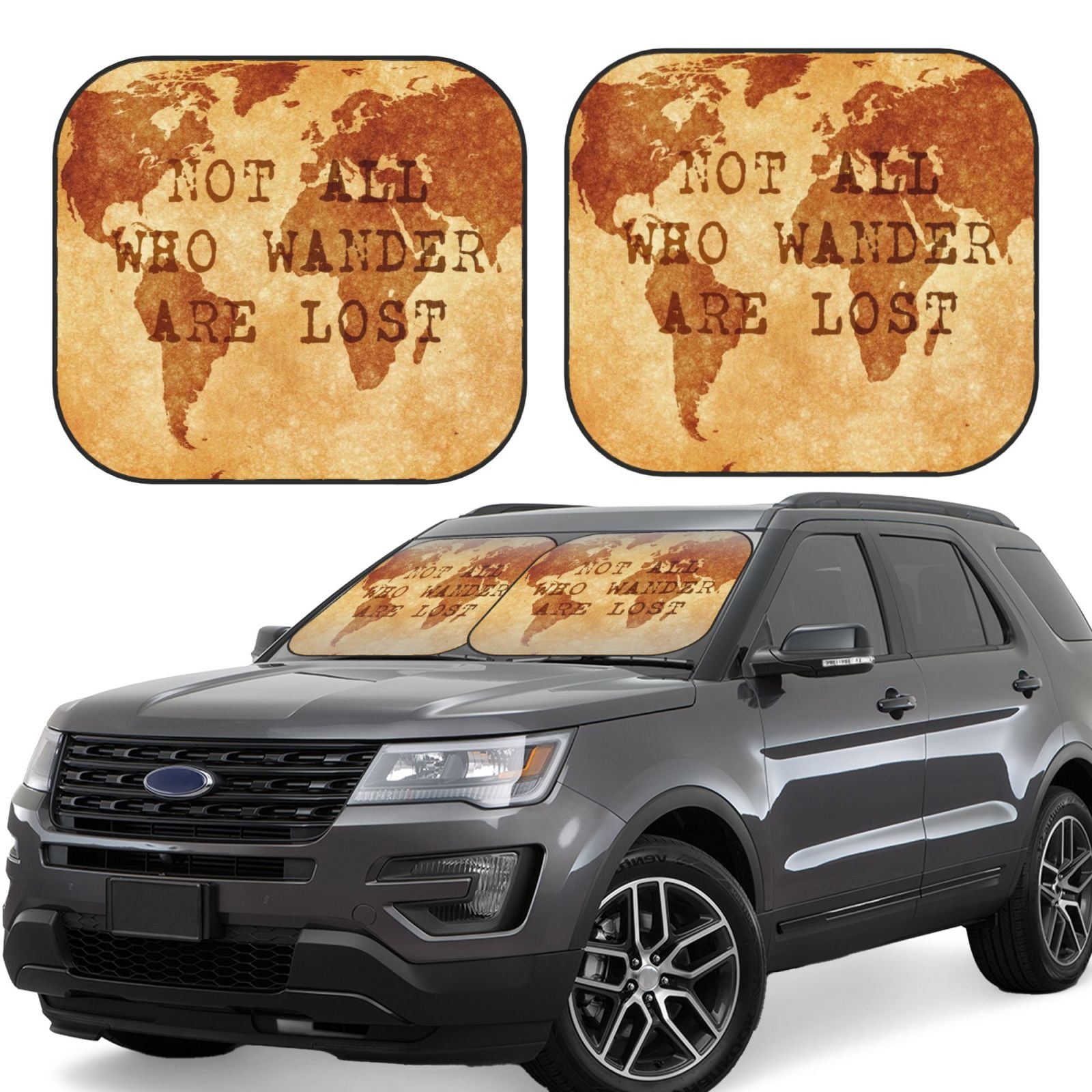 Honeii Not All Those Who Wander Are Lost2 Print Foldable Car Sun Shade ...