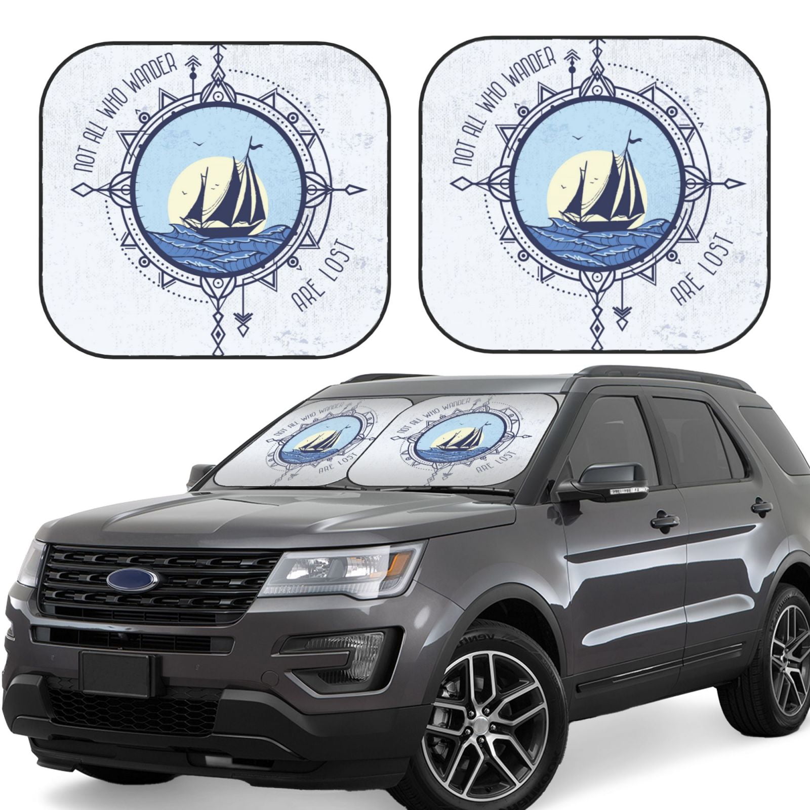 Honeii Not All Who Wander Are Lost2 Print Foldable Car Sun Shade for ...