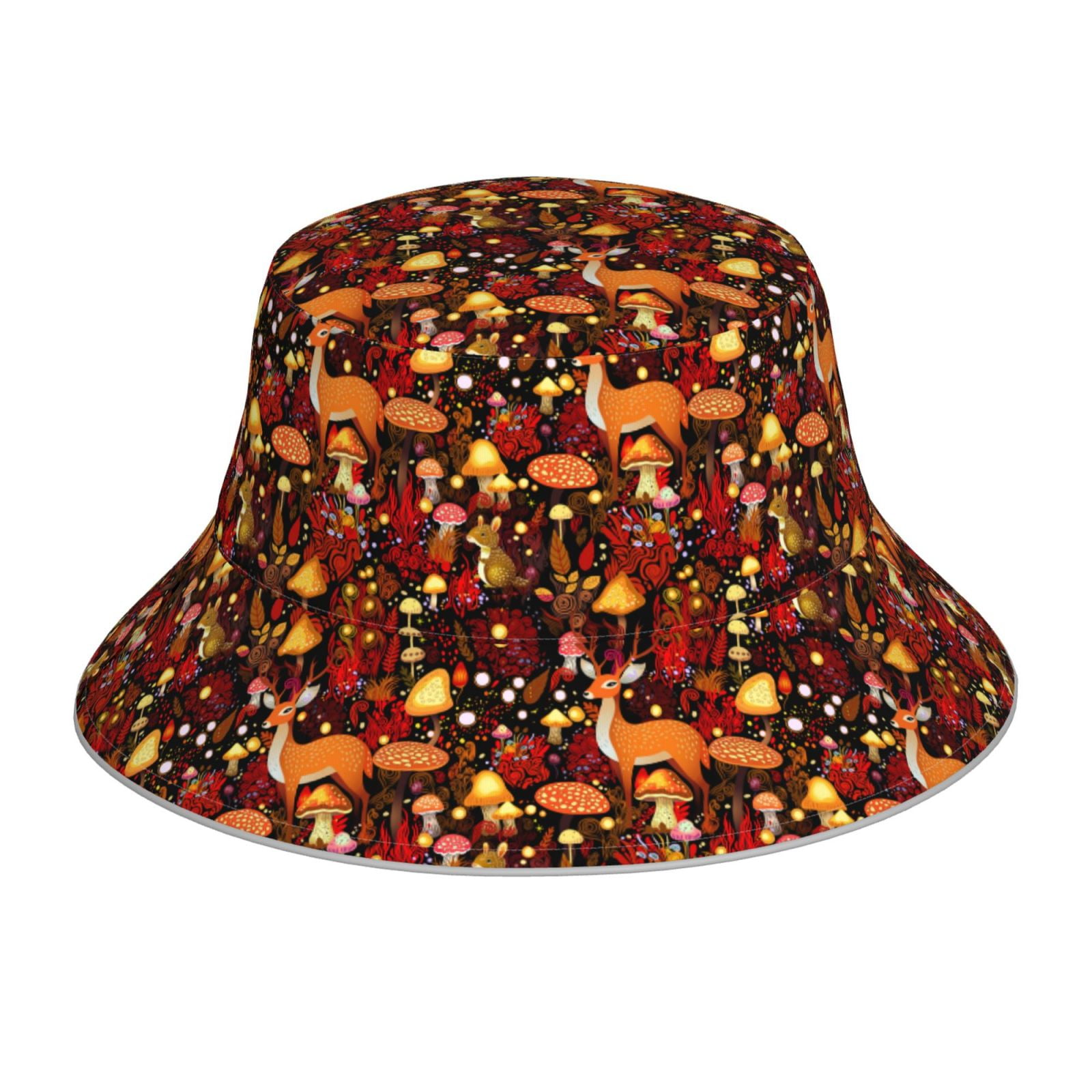 Honeii Warm Forest Plants and Deer for Unisex Bucket Hat Waterproof ...