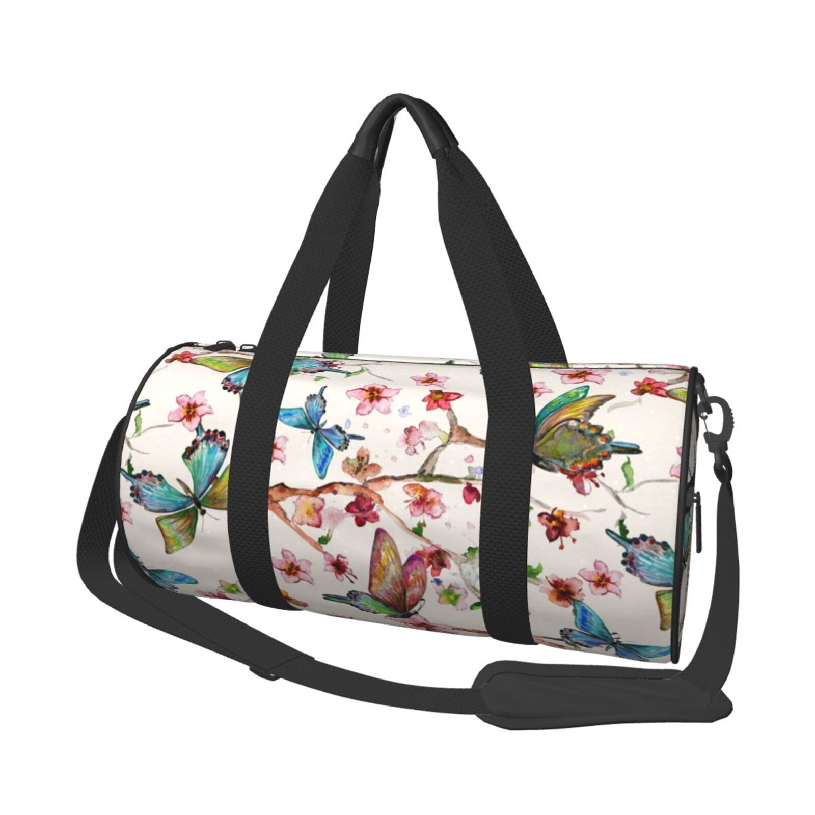 Honeii Watercolor Floral With Butterflies Print Duffle Bag and ...
