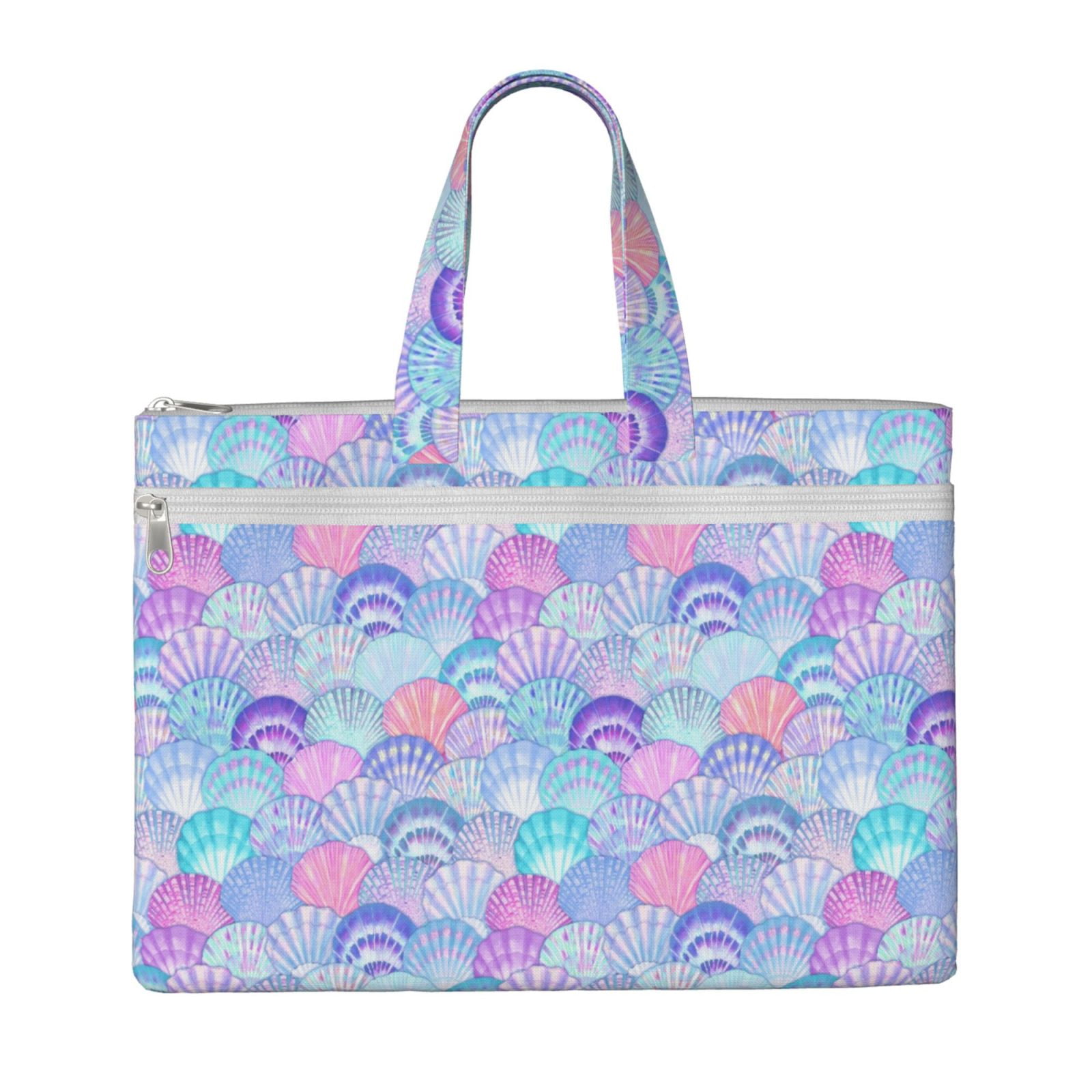 Honeii Watercolor Sea Shells 1 Print Canvas Tote Bag with Compartments ...