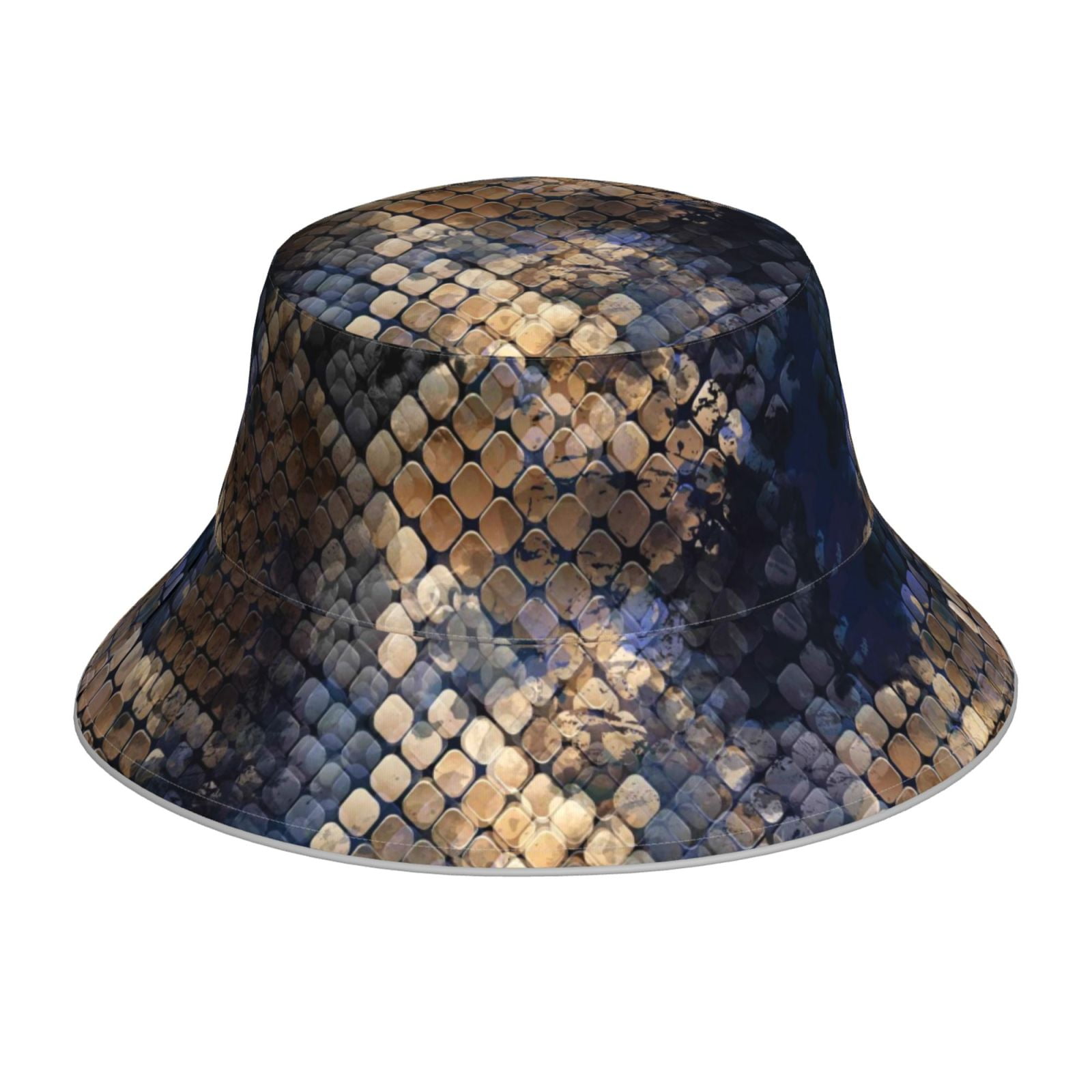 Honeii Watercolor Snake Skin for Unisex Bucket Hat Waterproof Rain Hat Reversible Shiny Rave ...