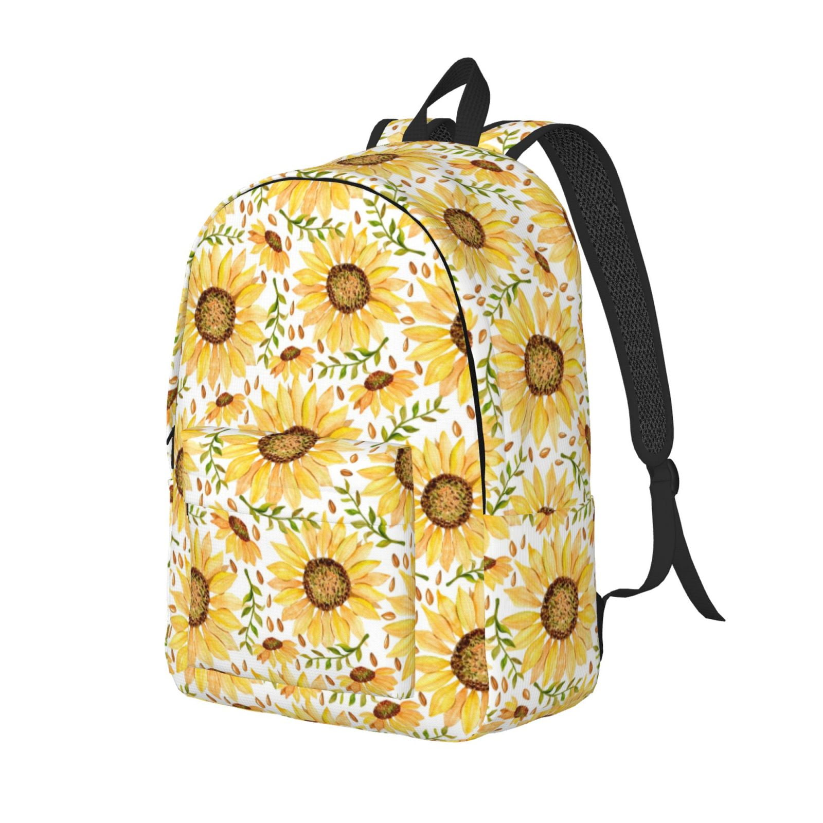 Honeii Watercolor With Sunflowers Print Canvas Backpack for School ...