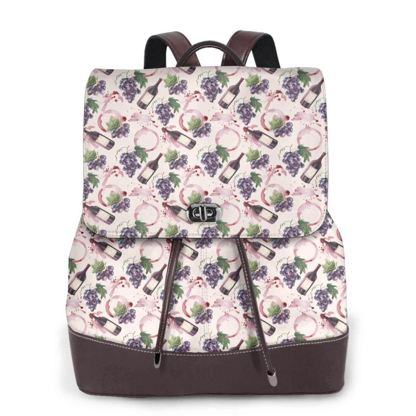 Honeii Watercolor Wine Bottle rint Leather Backpack,Trendy Leather ...