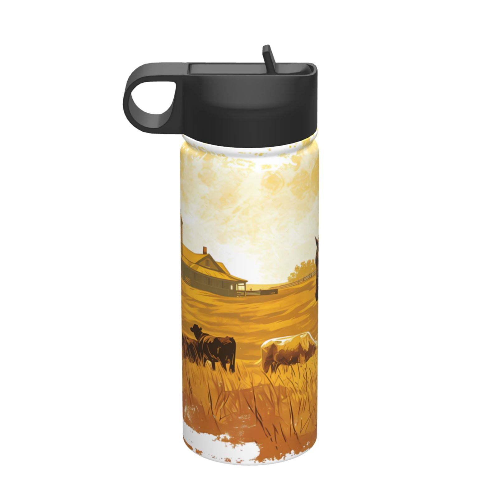 Honeii Western Cowboy Ranch Print 18 oz Insulated Water Bottle with ...
