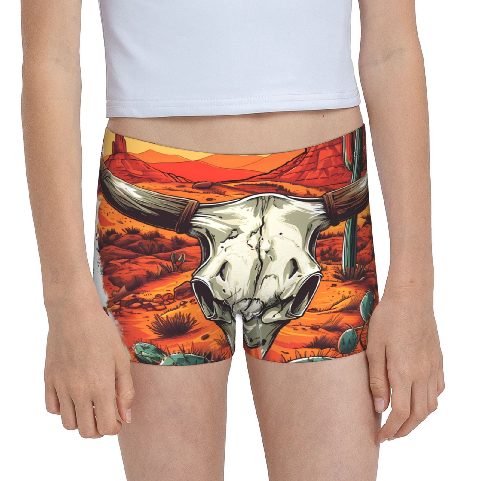 Honeii Western Desert Cactus Ram Skull Print 100% Cotton Boxer Briefs ...