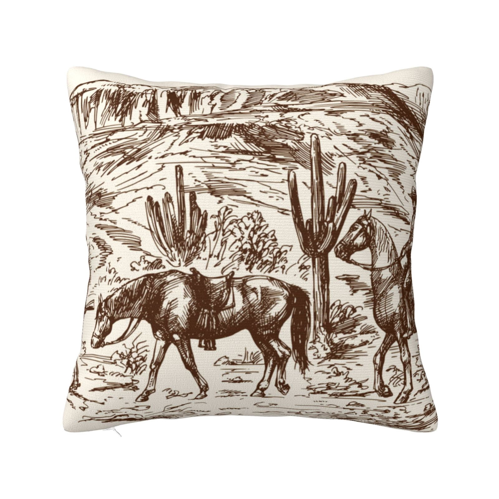 Honeii Western Desert Cowboys2 Print Throw Pillow, Square Decorative ...