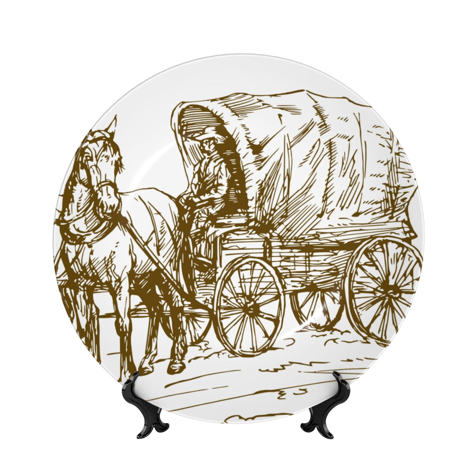 Honeii Western Scenery With Old Wagon Print Elegant Bone China ...