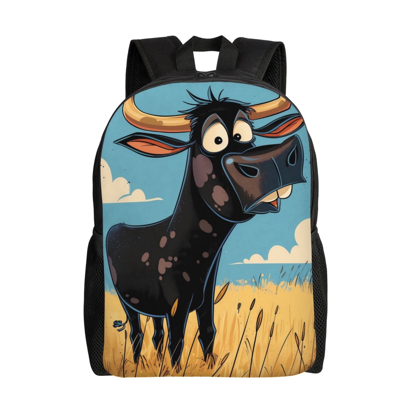 Honeii Whimsical Cartoon Cow Print Laptop Backpack for Work, College ...