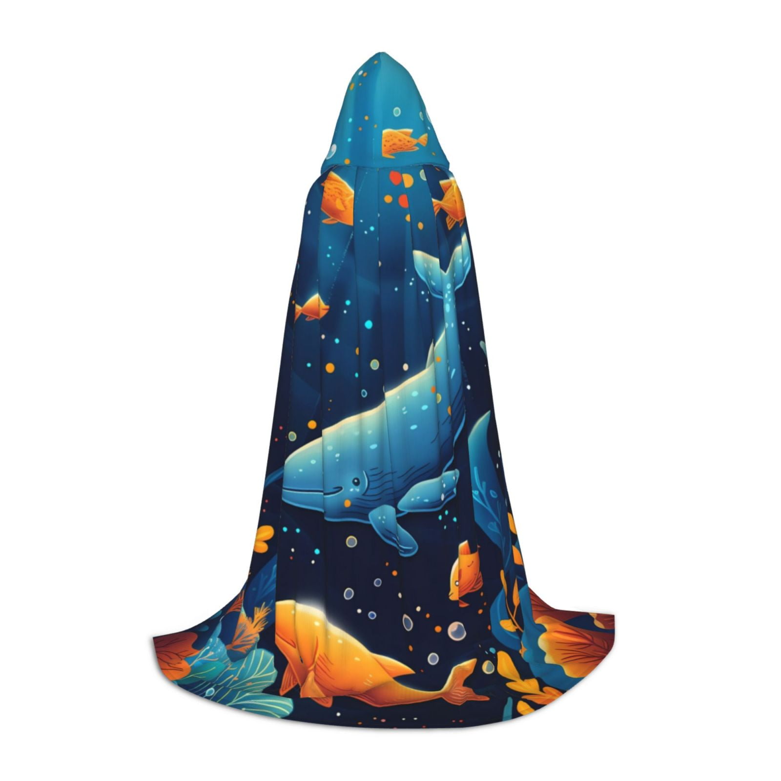 Honeii Whimsical Underwater Fantasy Print Poncho Cape, Cloak Coat ...
