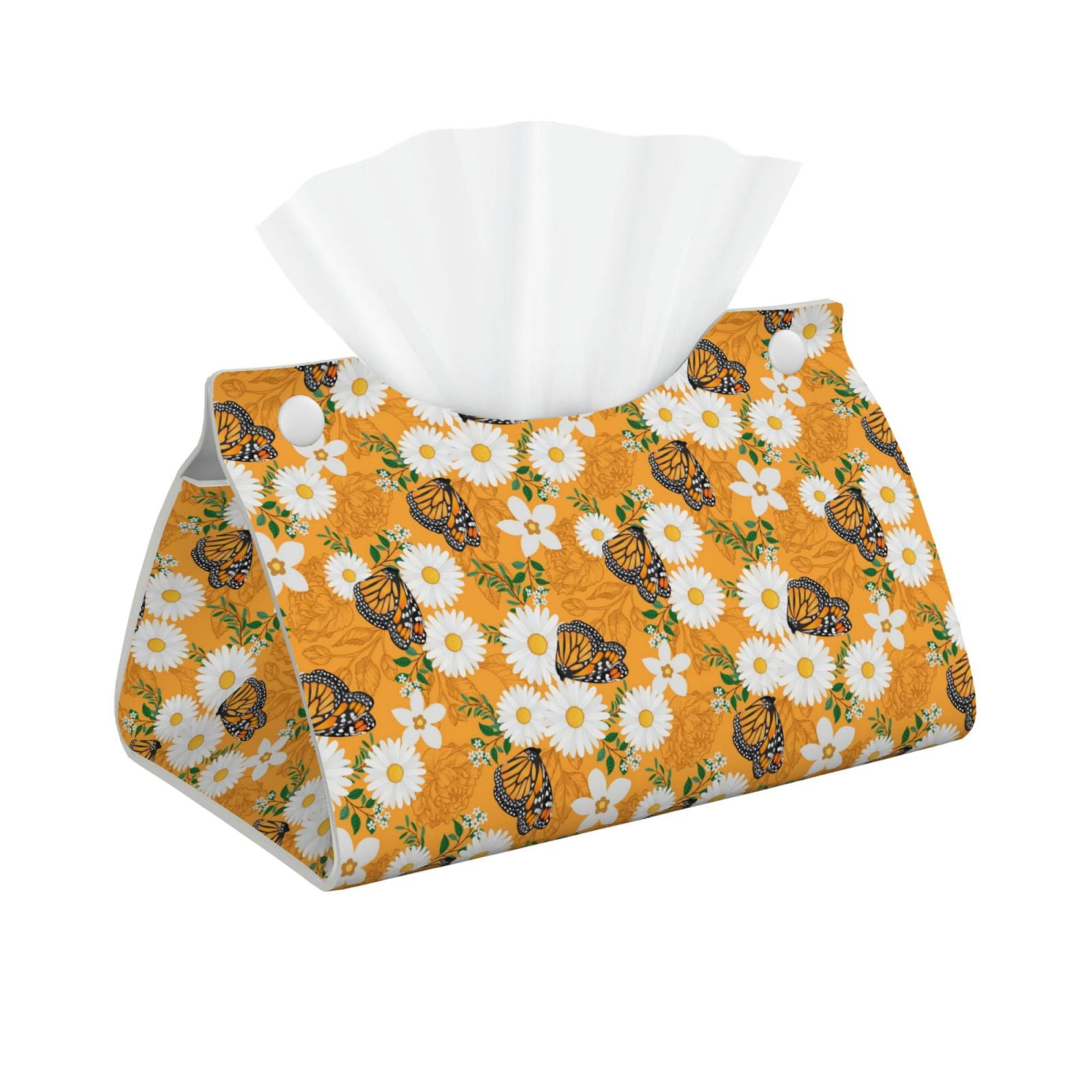 Honeii White Floral and Butterflies for Tissue Box Cover/Holder ...