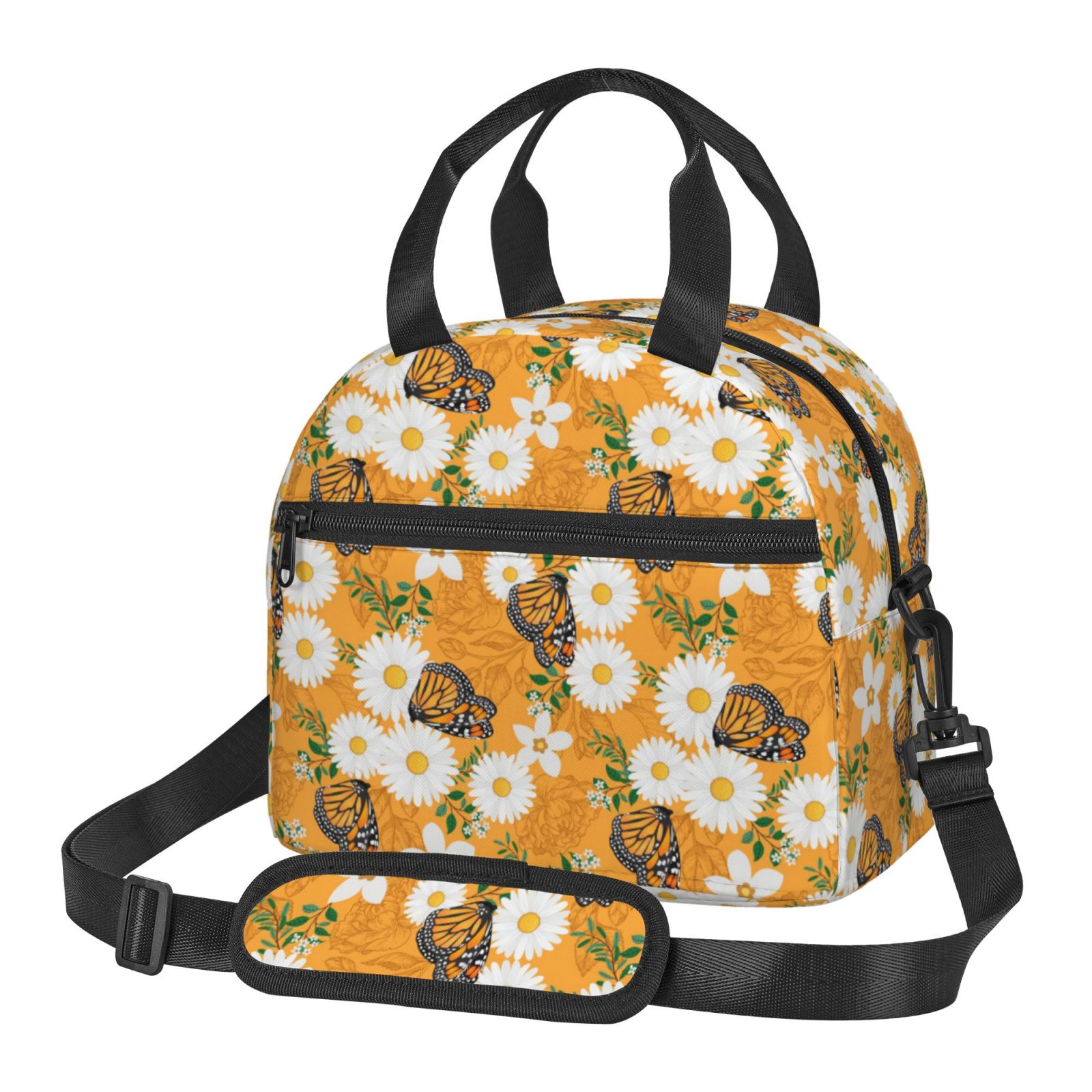 Honeii White Floral and Butterflies for Insulated Lunch Box, Lunch Bag ...