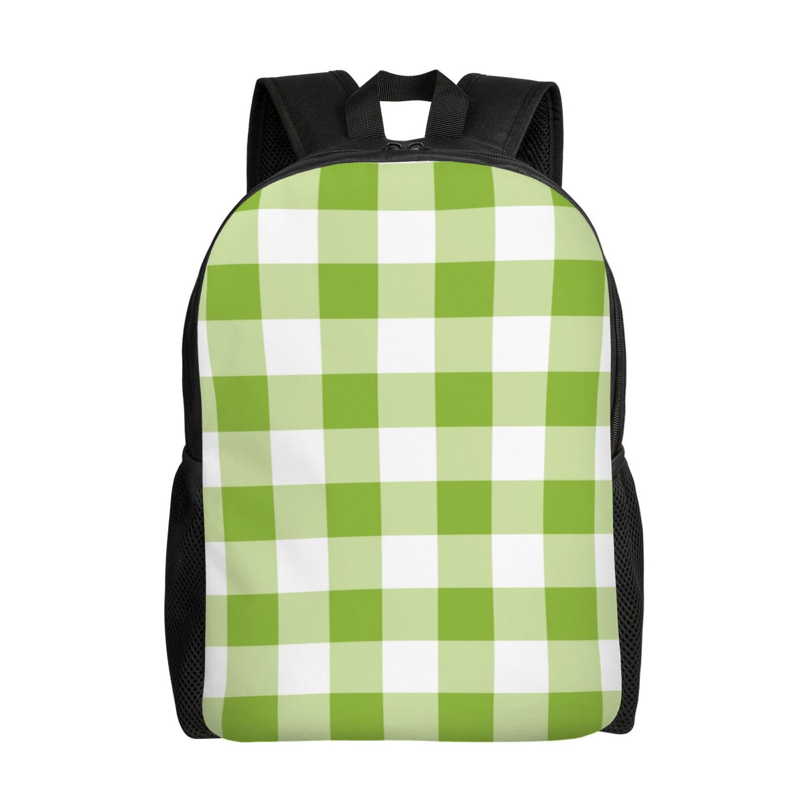 Honeii White Green Plaid Print Laptop Backpack for Work, College ...