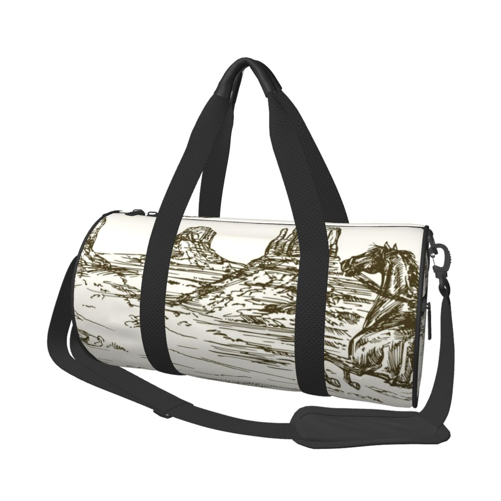 Honeii Wild West Desert With Cowboy Print Duffle Bag and Adjustable ...