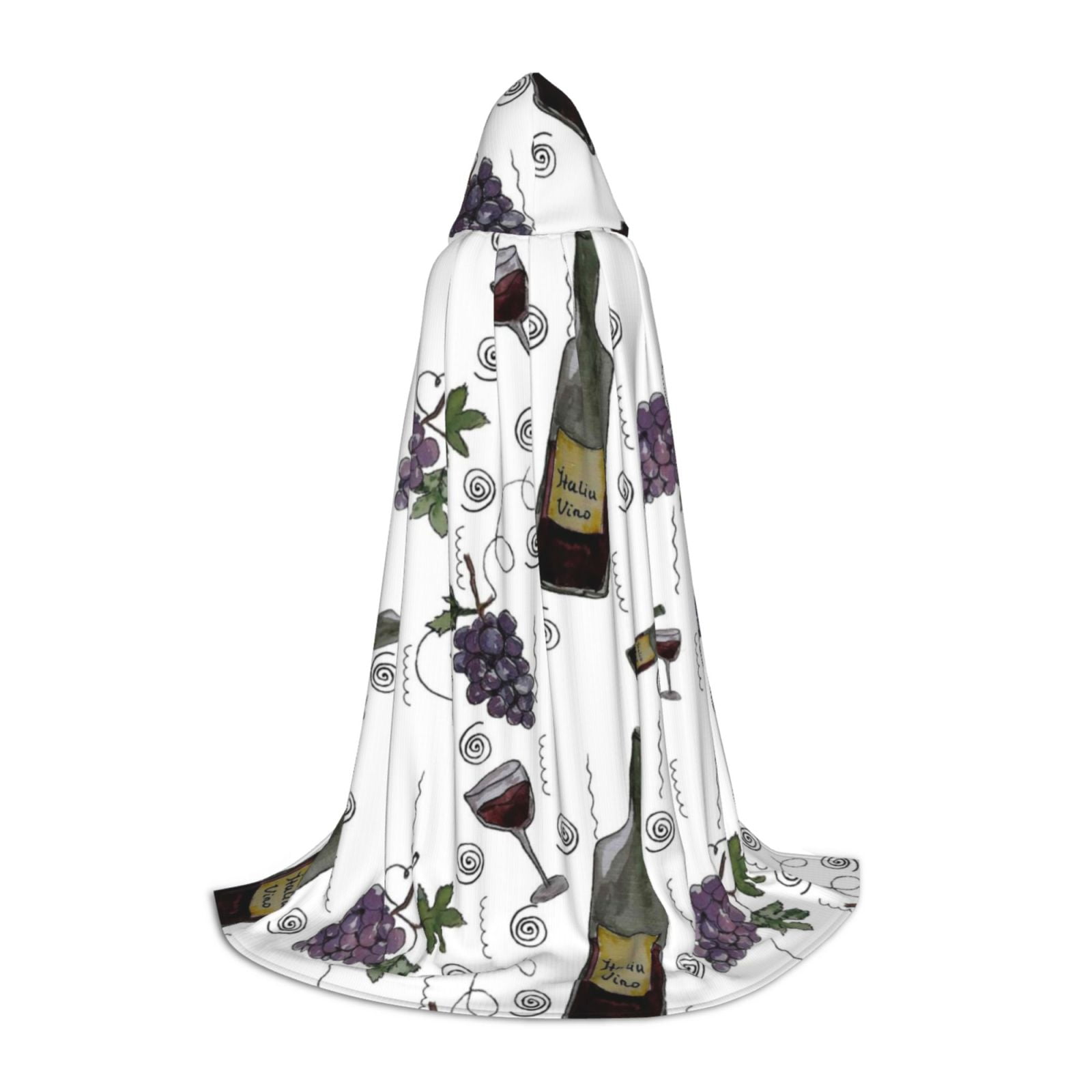 Honeii Wine Bottles And Grapes Print Poncho Cape, Cloak Coat, Snuggly ...