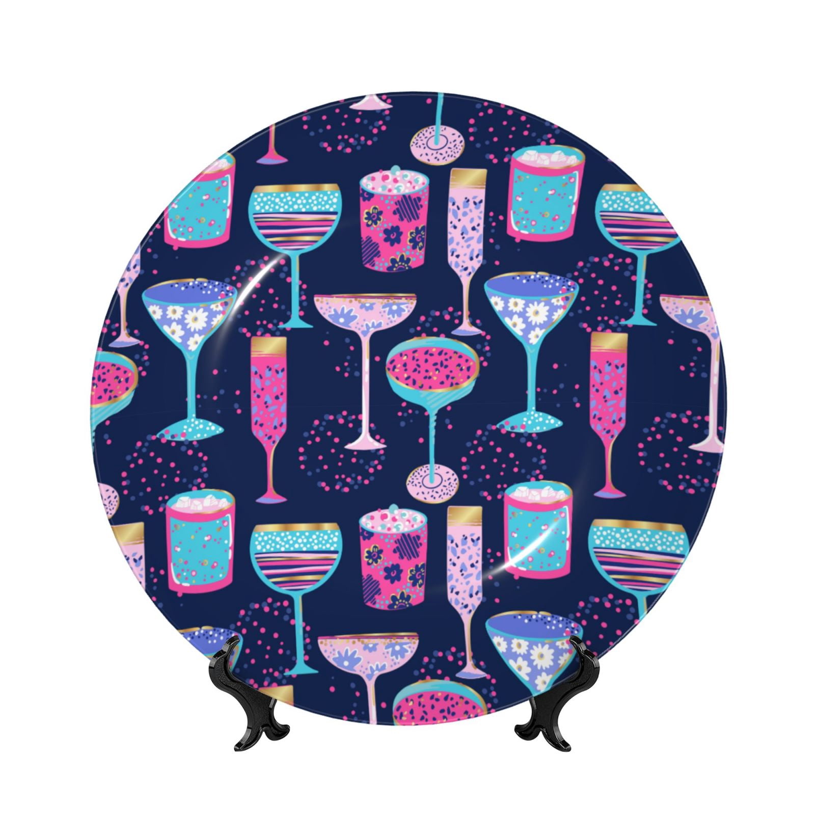 Honeii Wine Glasses And Cocktails Print Elegant Bone China Decorative ...