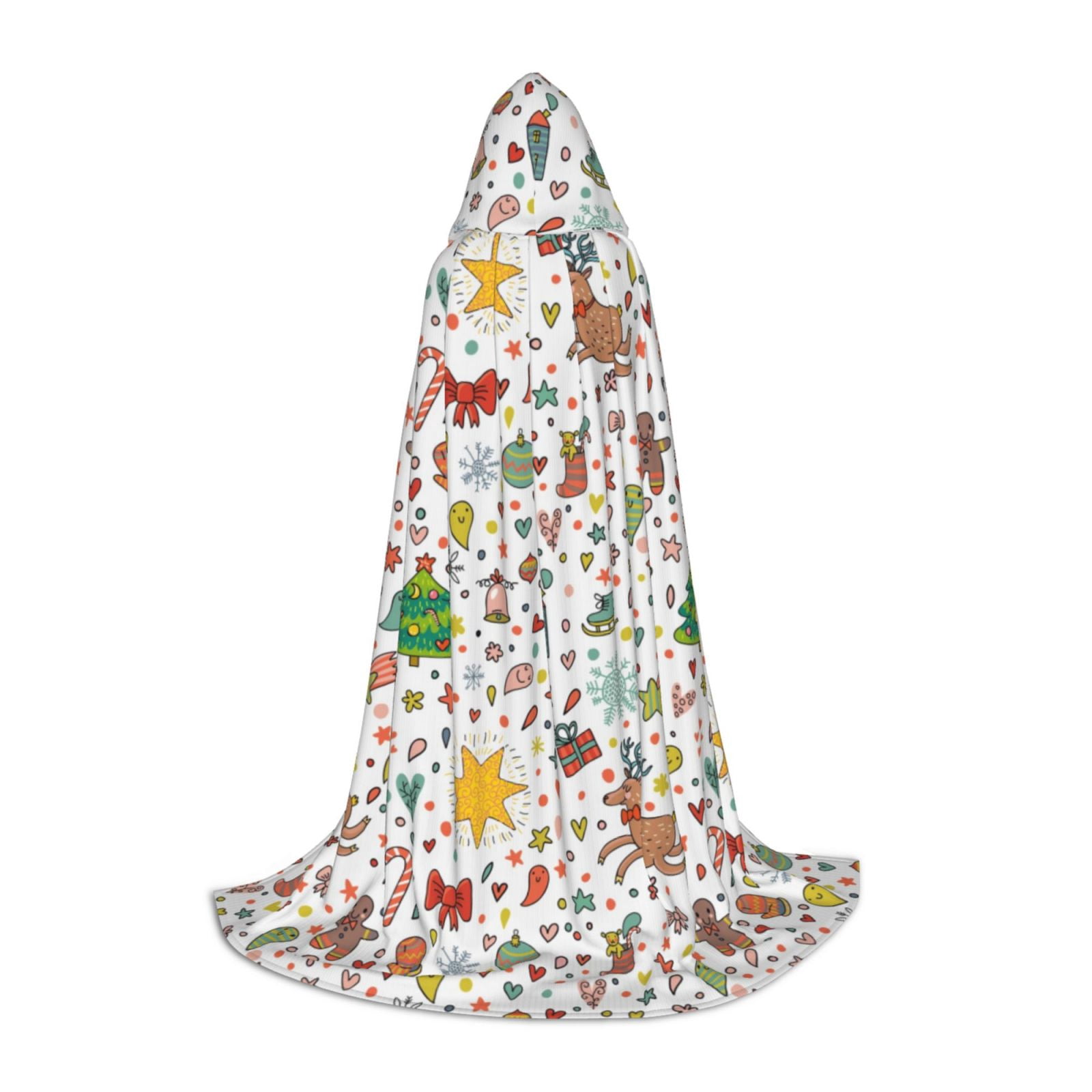 Honeii Winter Christmas And New Year Deer Print Poncho Cape, Cloak Coat ...