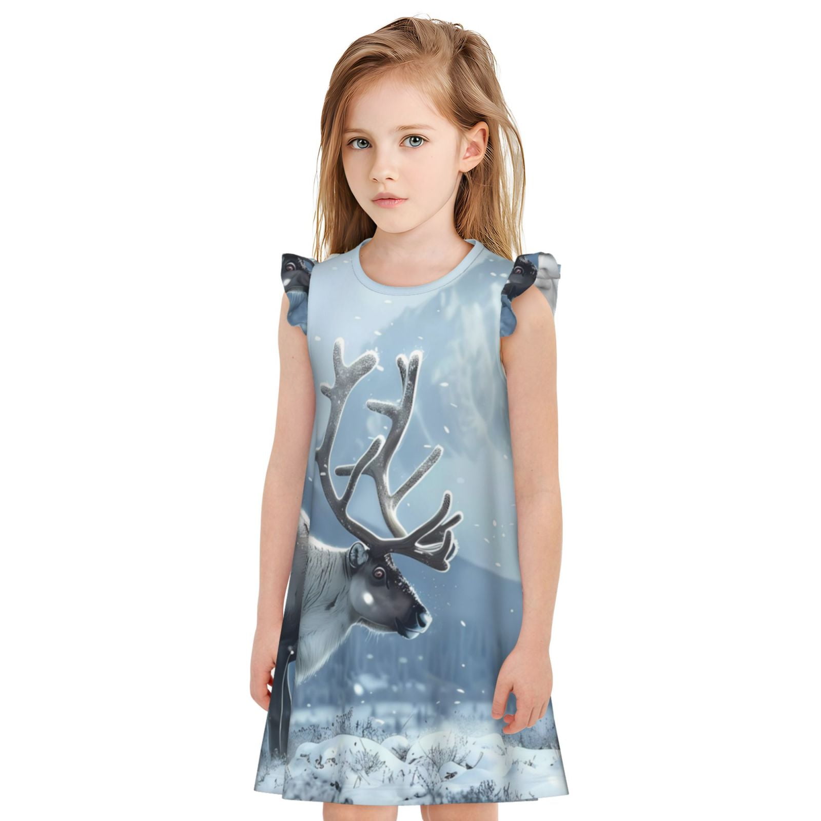 Honeii Winter Reindeer In Snowy Mountains Nightgowns Pajama Dresses ...