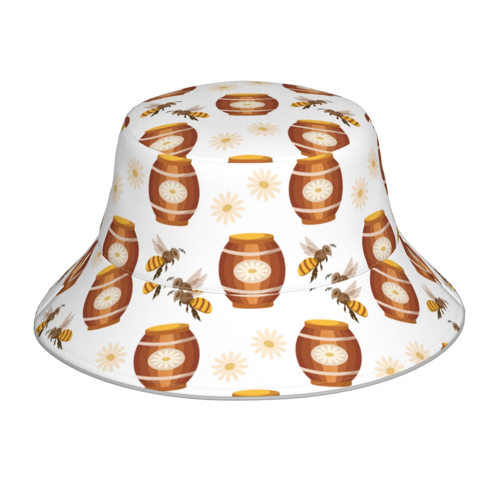 Honeii Wooden Barrels With Honey for Unisex Bucket Hat Waterproof Rain ...