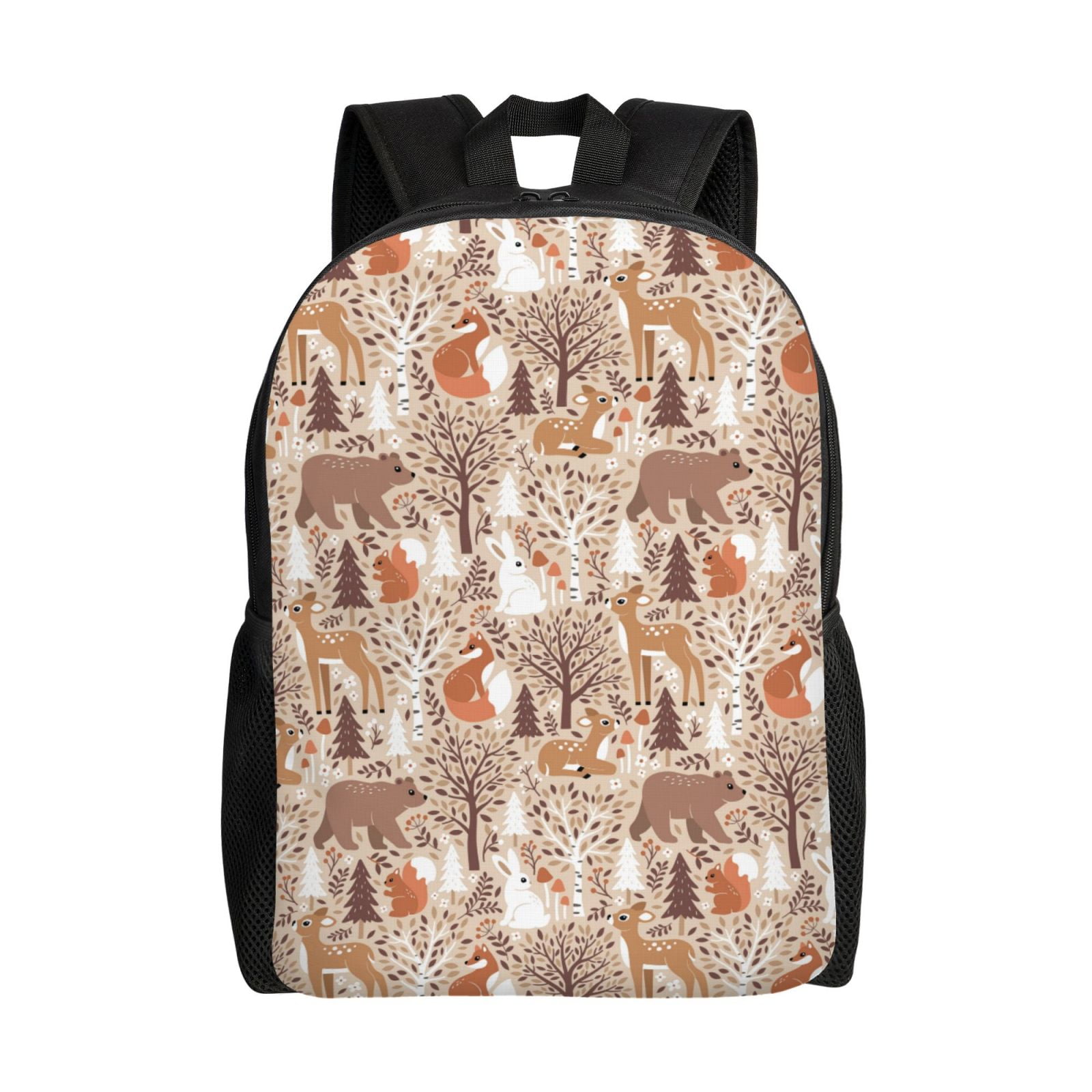 Honeii Woodland Animals in Neutral Tones Print Laptop Backpack for Work ...