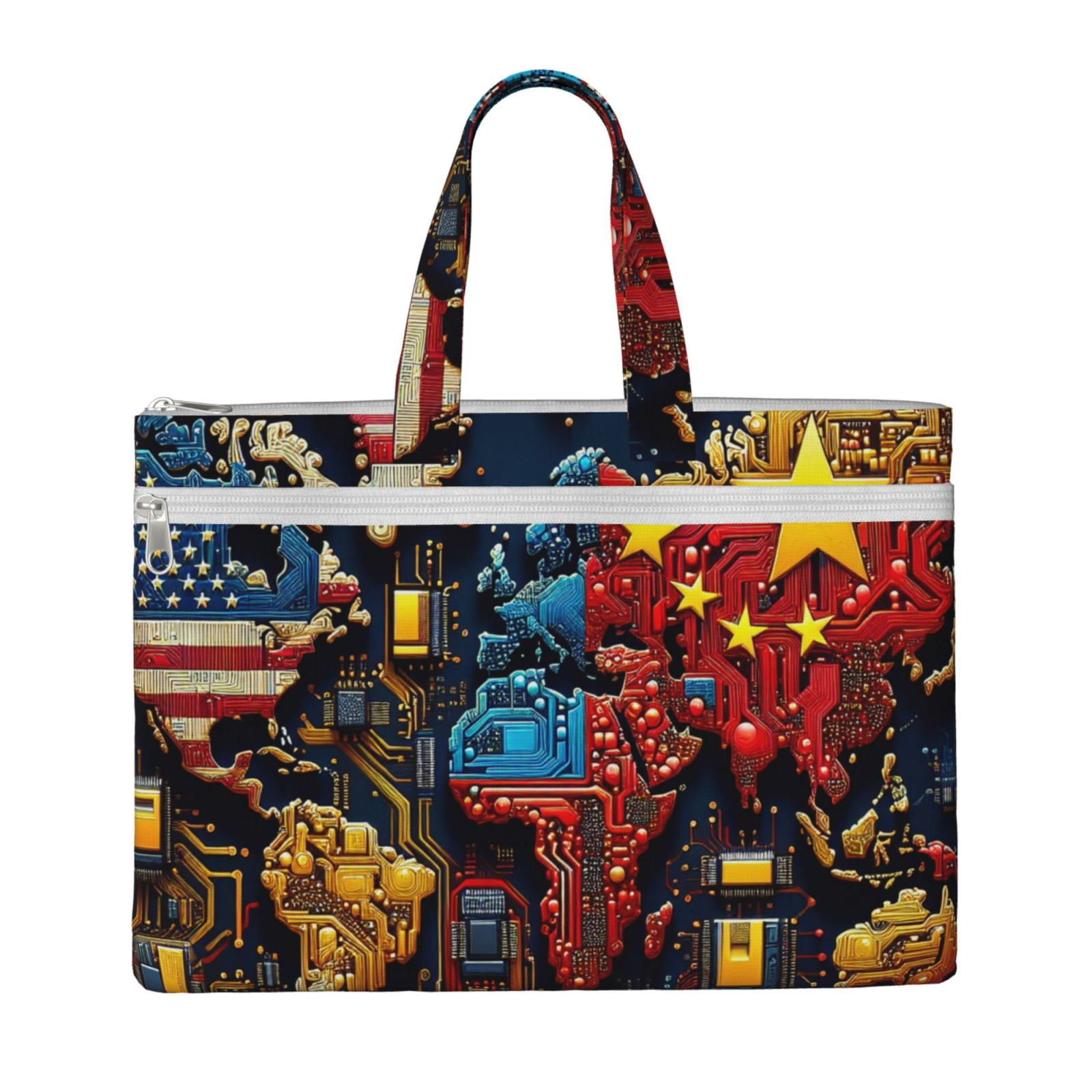 Honeii World Map Of Digital Circuits Print Canvas Tote Bag with ...