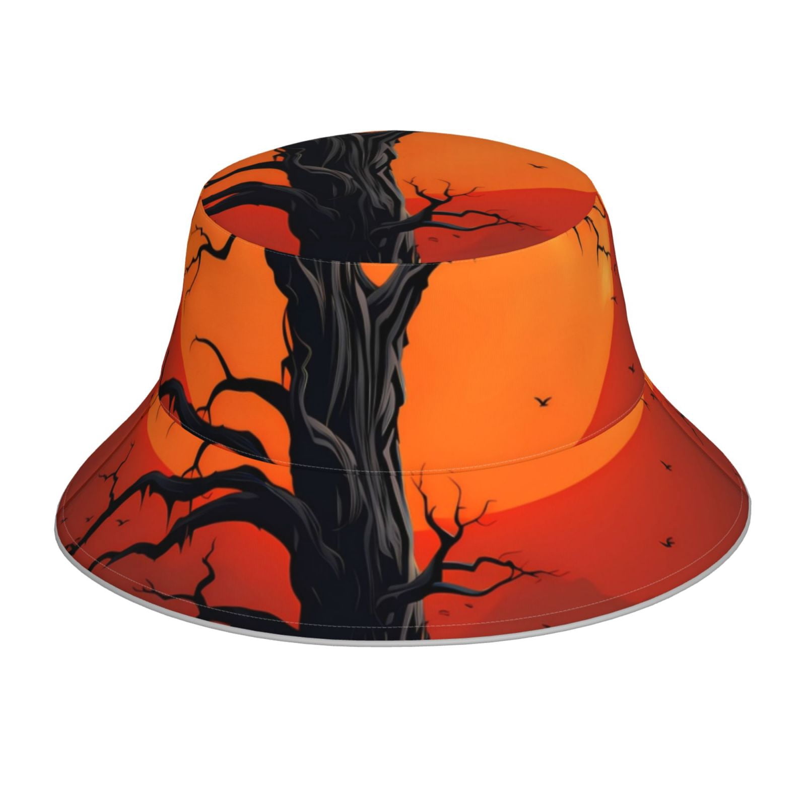 Honeii Yellow Castle Sunset Tree for Unisex Bucket Hat Waterproof Rain ...